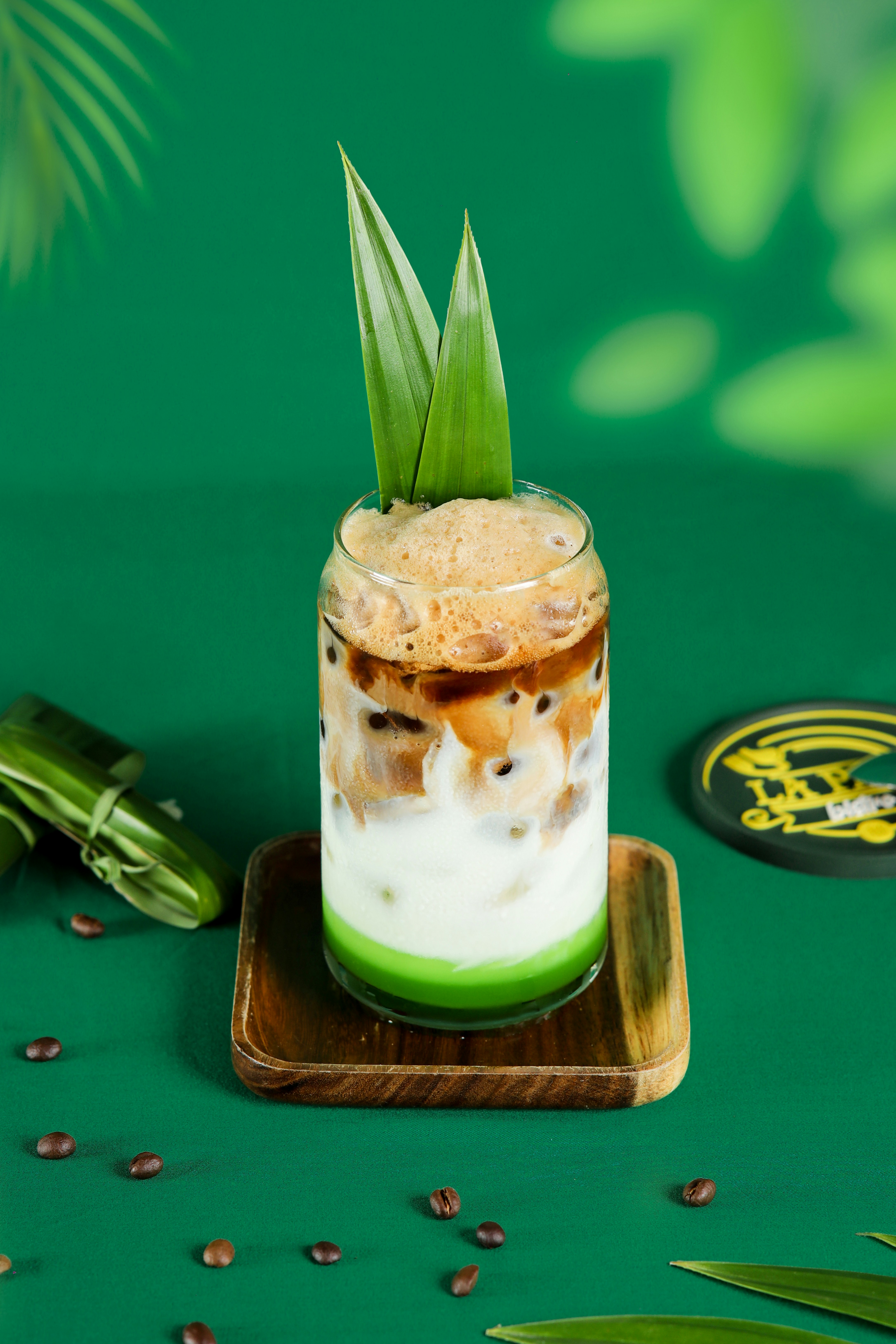 A drink with a green leaf on top of it photo – Free Tp. huế Image on ...