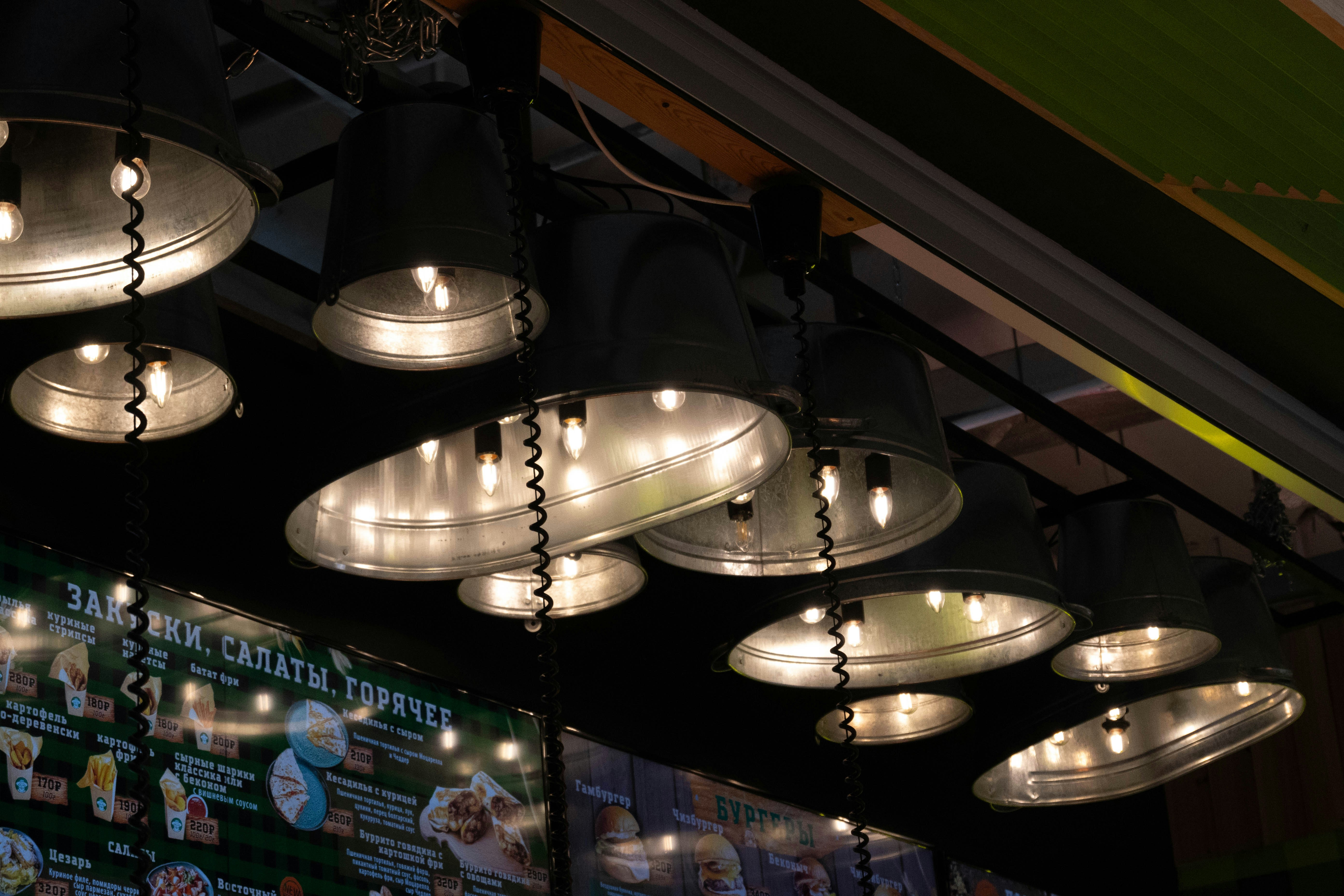 Overhead Bistro Lights: Warm Focus Above the Menu Board