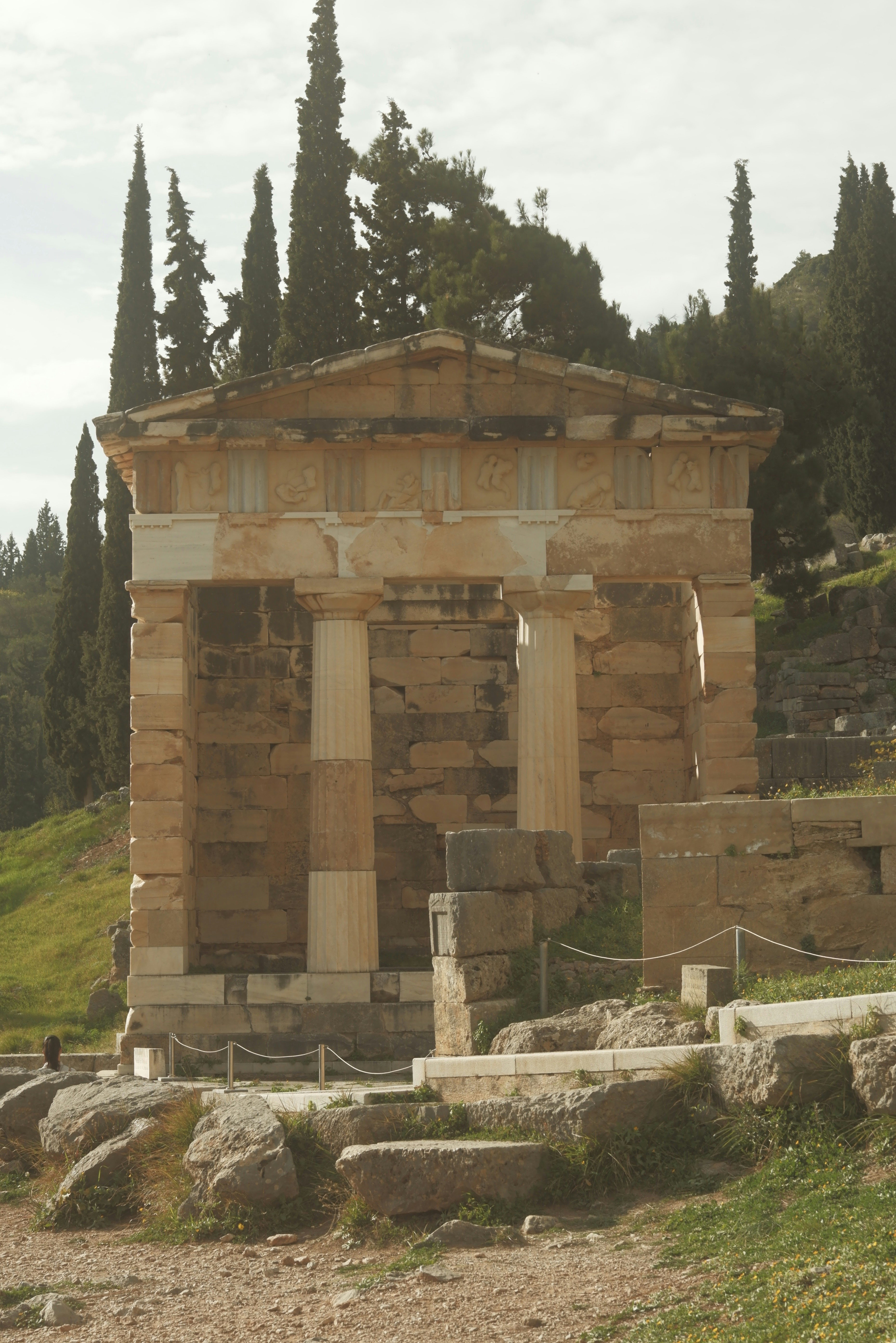 A stone structure with two columns on top of it photo – Free Greece ...