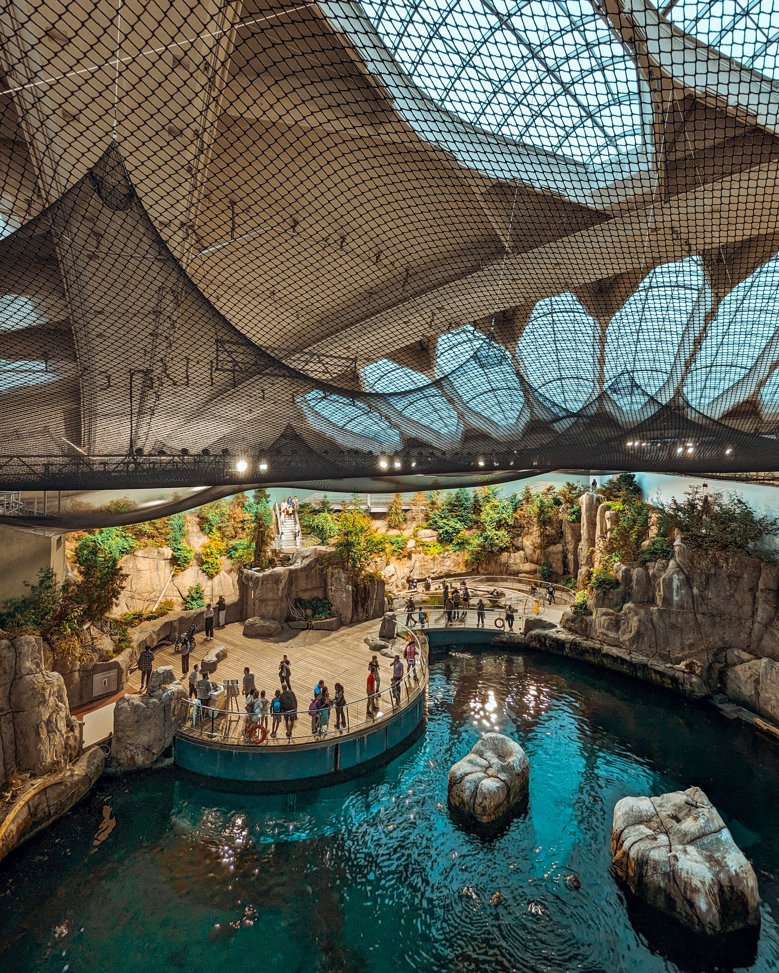 Aquatic Habitat Under a Curved Glass Canopy