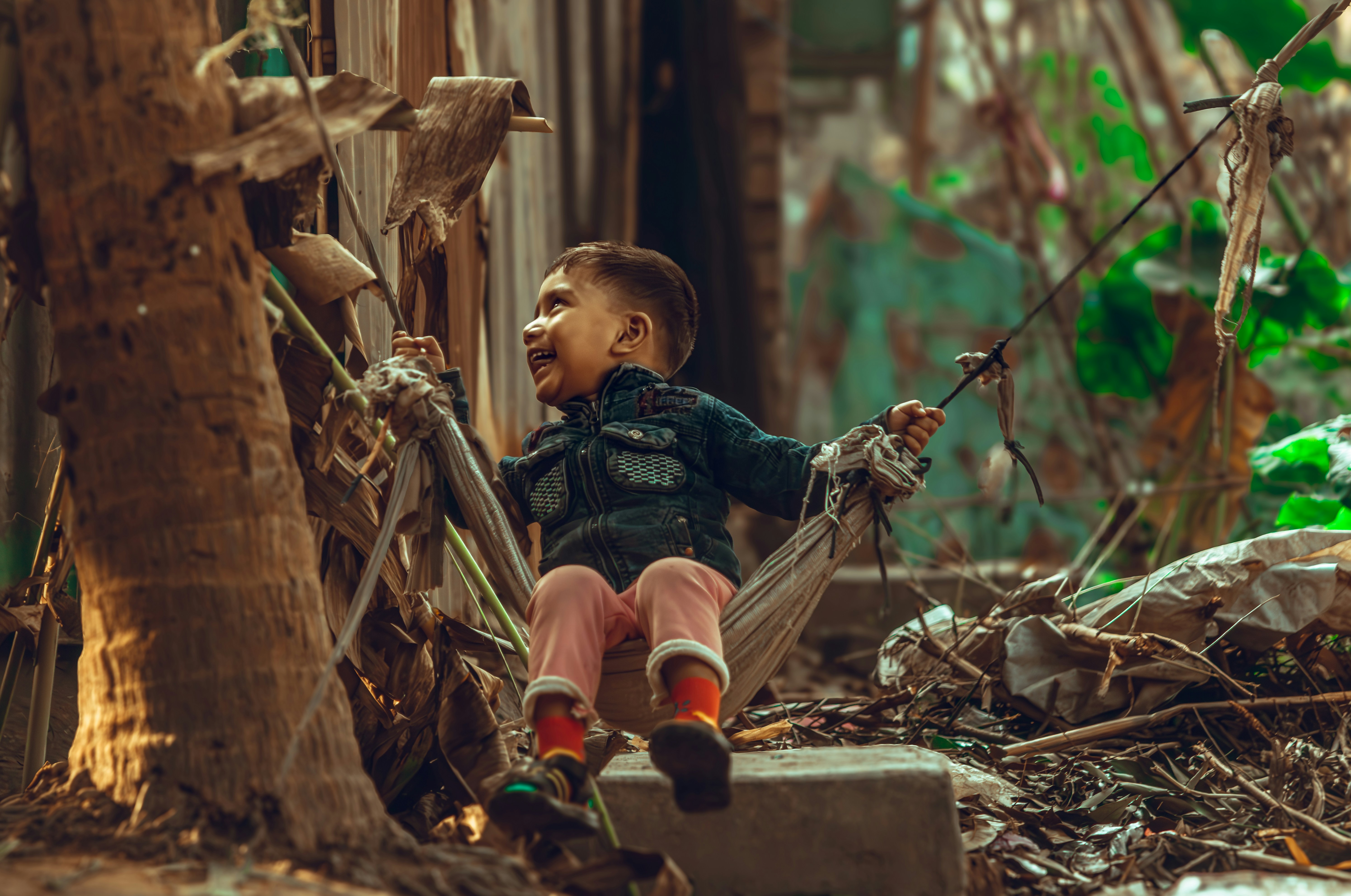 Whispering Woods Swing: A Child's Quiet Joy Between Timber and Leaf