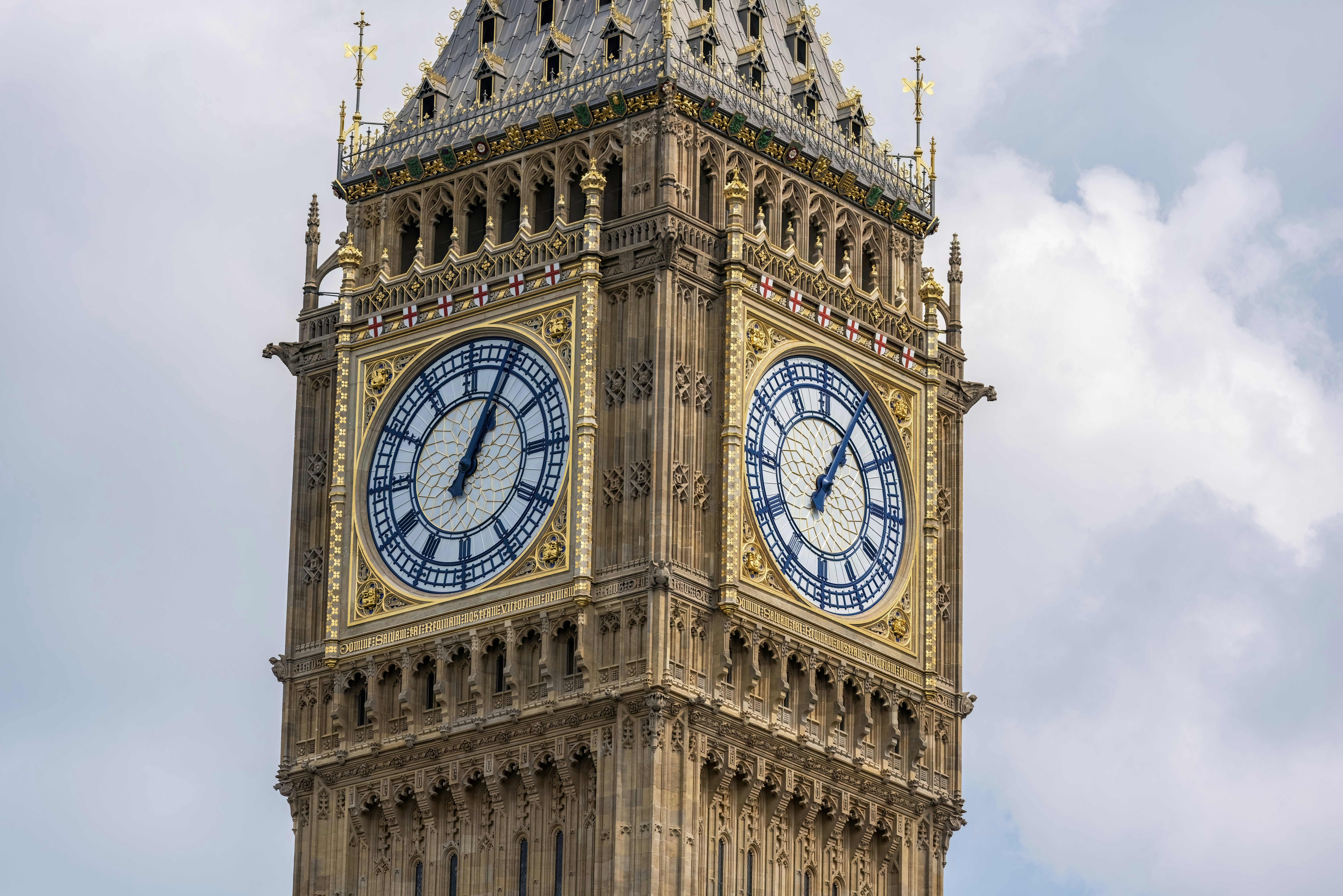 Big Ben clock tower at London Westminster on a cloudy day