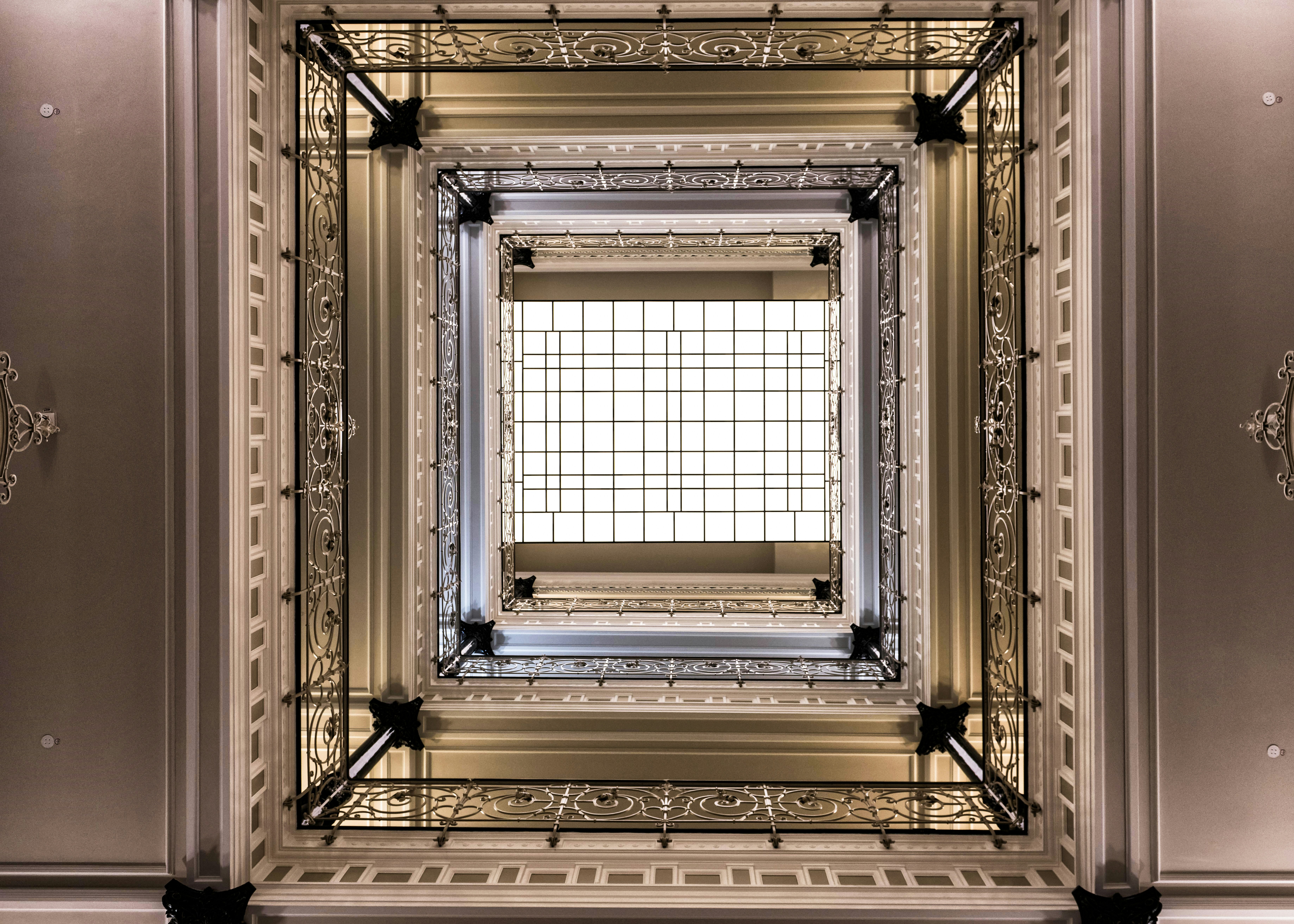 A square window in the ceiling of a building photo – Free Kontur Image ...