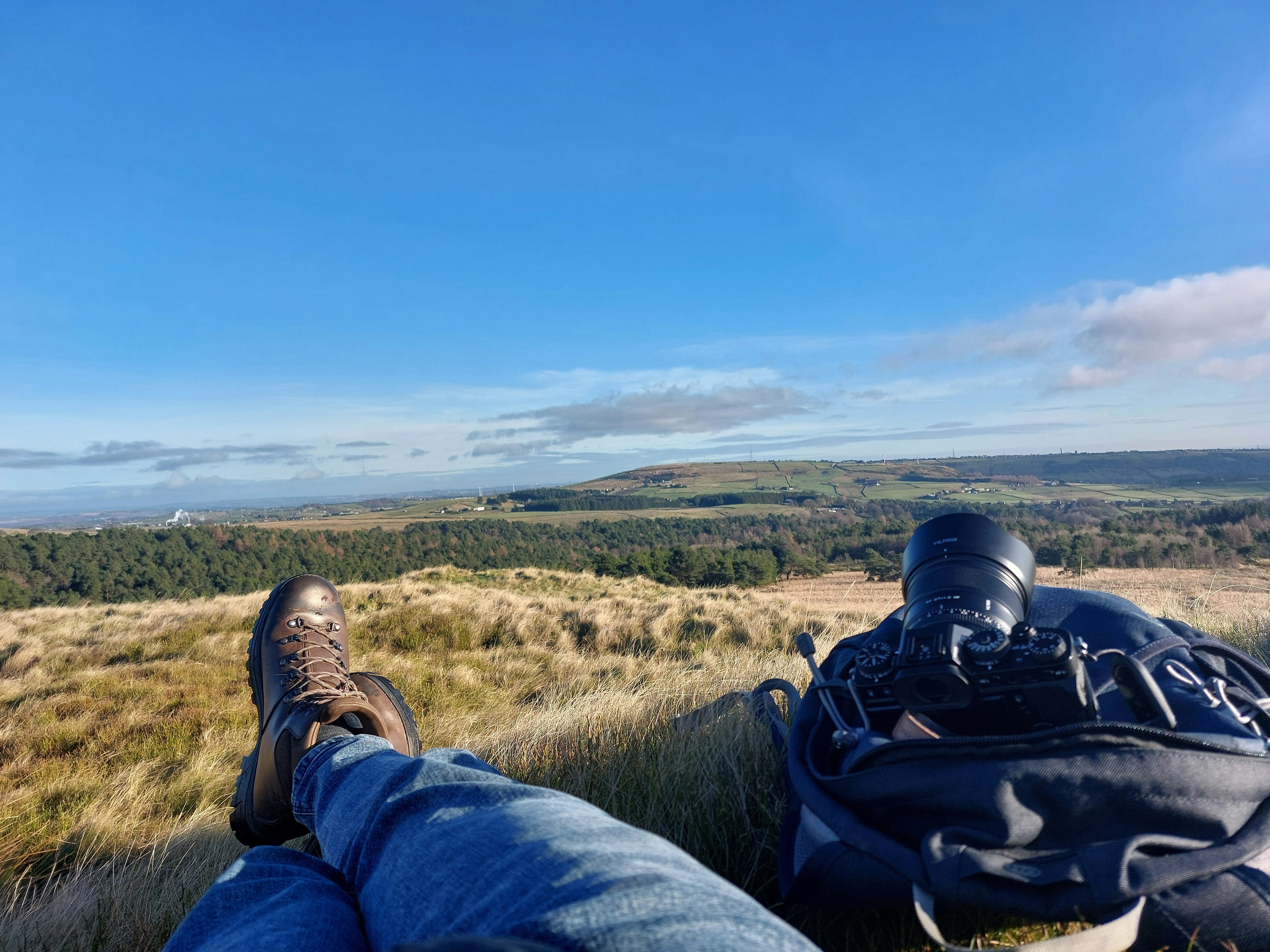 Please enjoy this picture of myself laying down with my boots up and camera out at Ogden Water Country Park, UK. Photographed with my Samsung smartphone. For all enquiries, please contact me via Unsplash and I will endeavour to reply as soon as possible. Have a great day! [Rory Tucker / The Yorkshire Photographer]