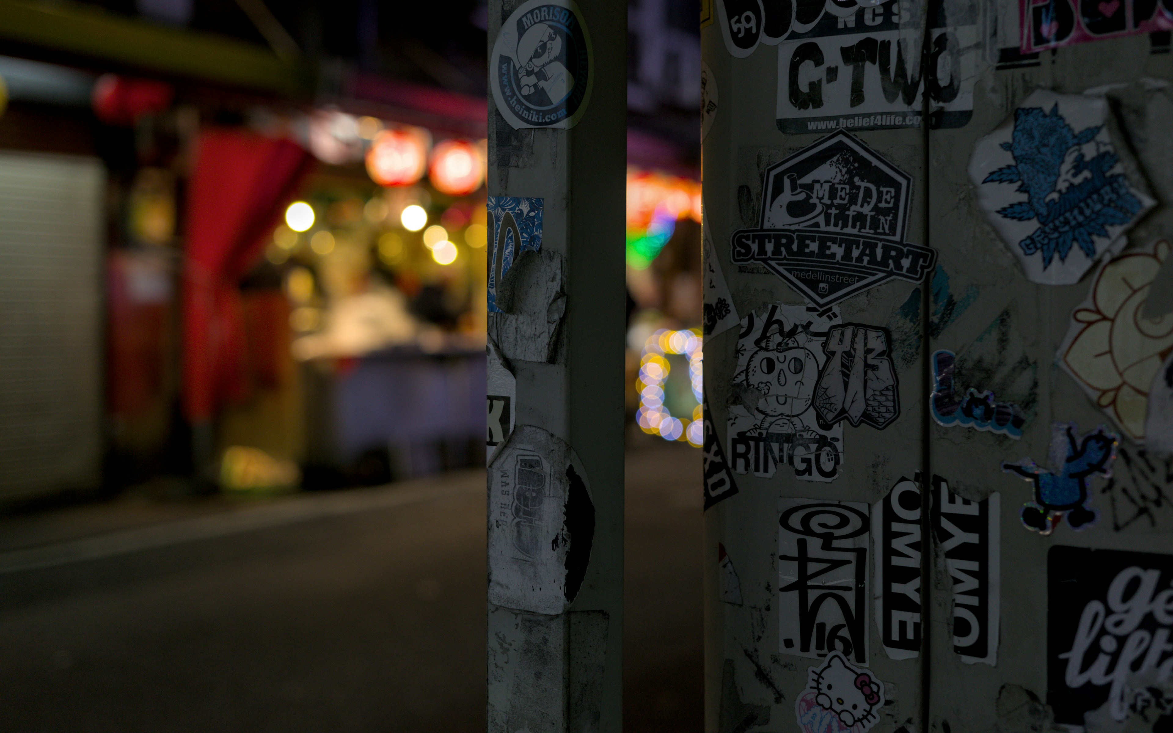 Streetside Neon and Sticker Portrait