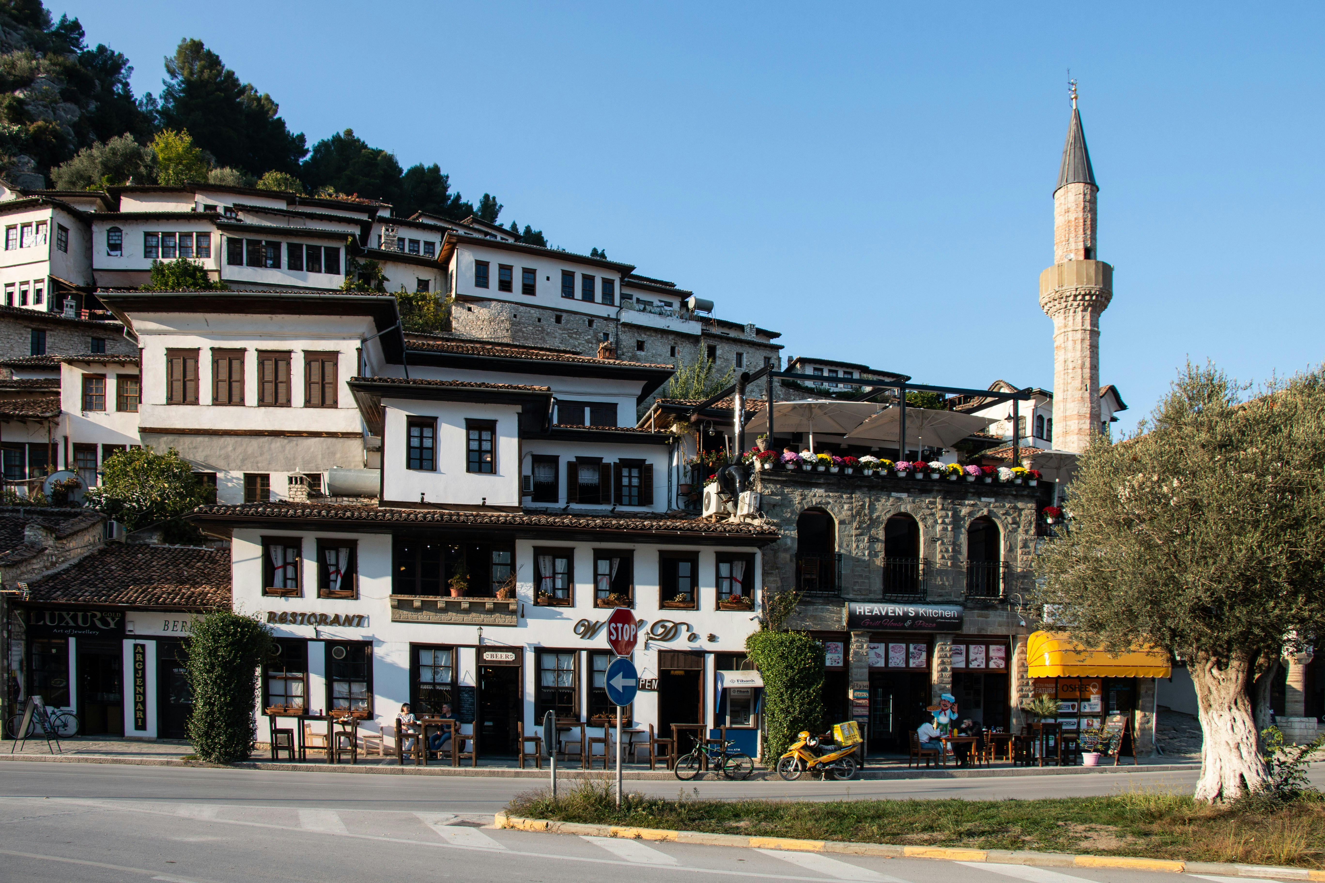 Mosque and houses in Berat in Albania