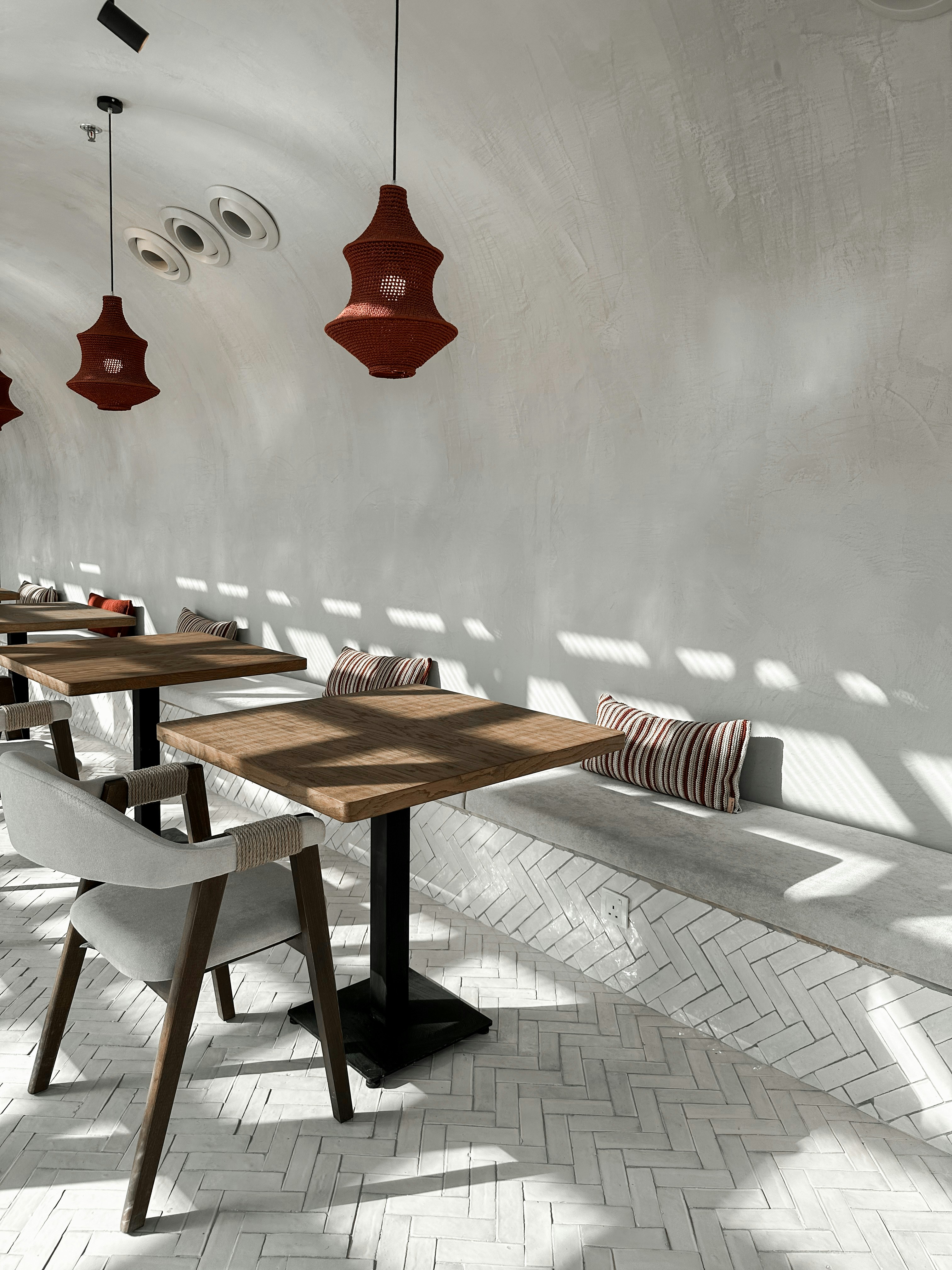 Sunlit Caféscape: Clean Lines, Warm Glow