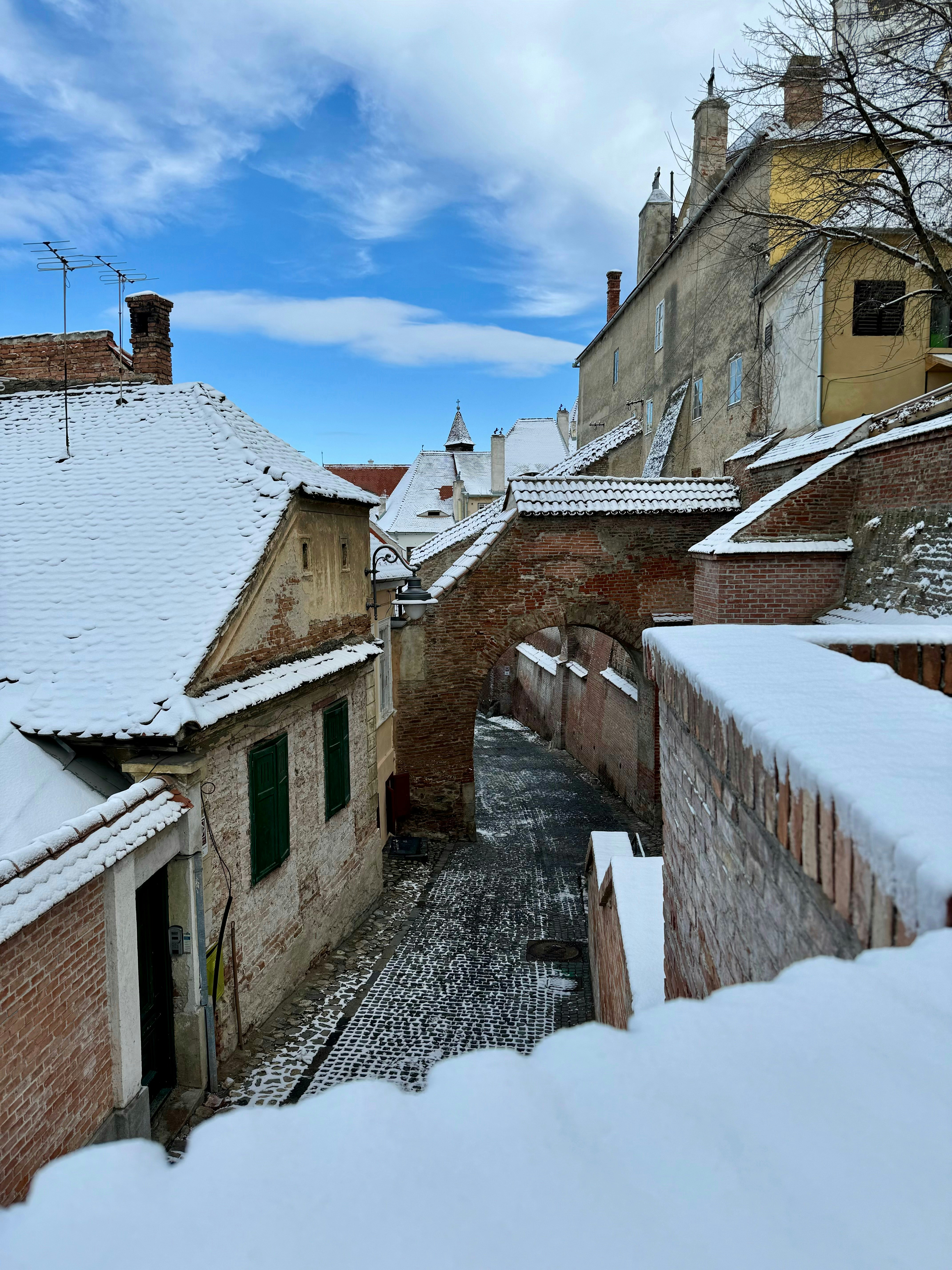 Old city street in winter