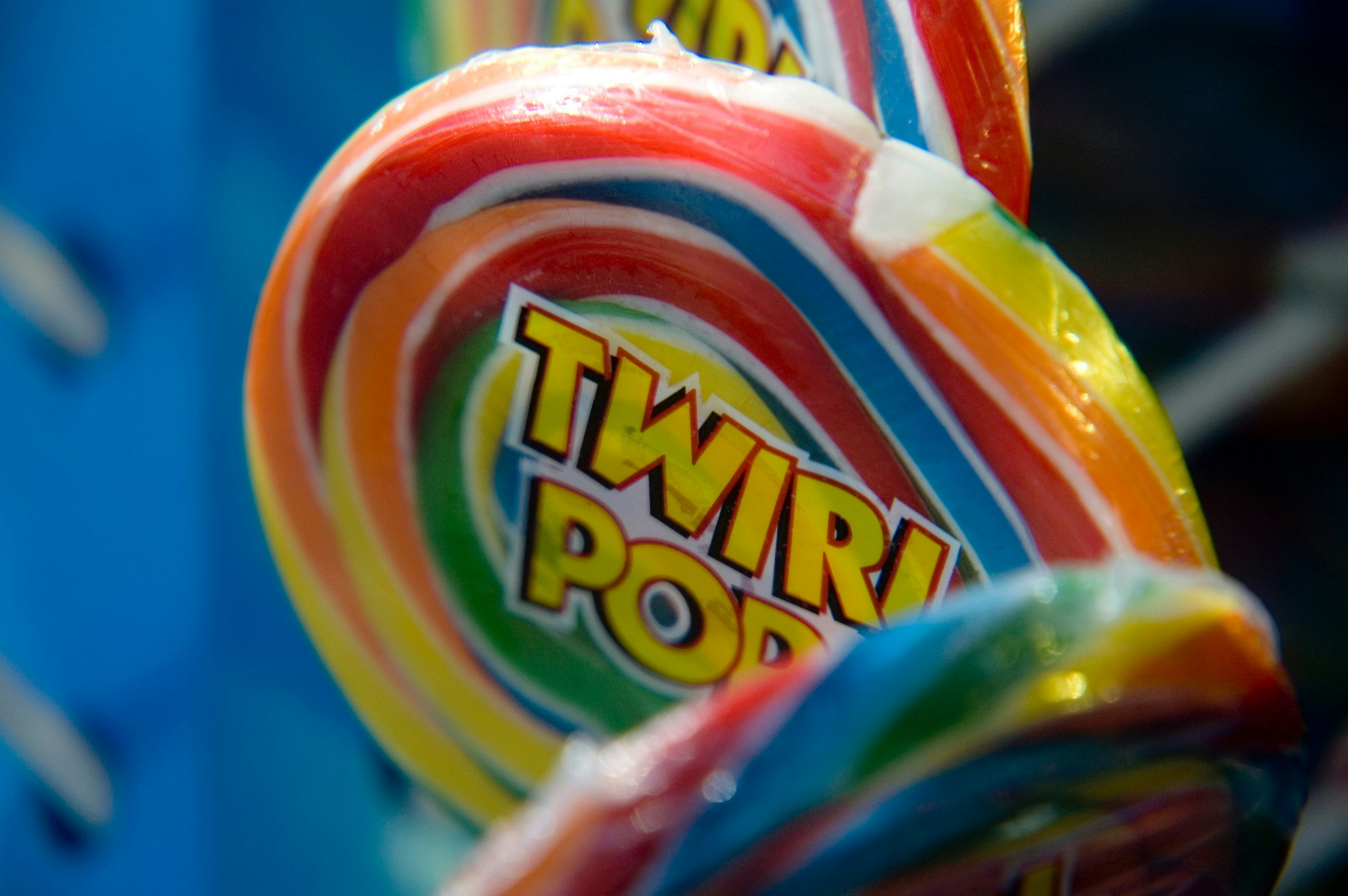 Rainbow Spiral in Focus: Close-Up on Twirl Pop Candy Swirl