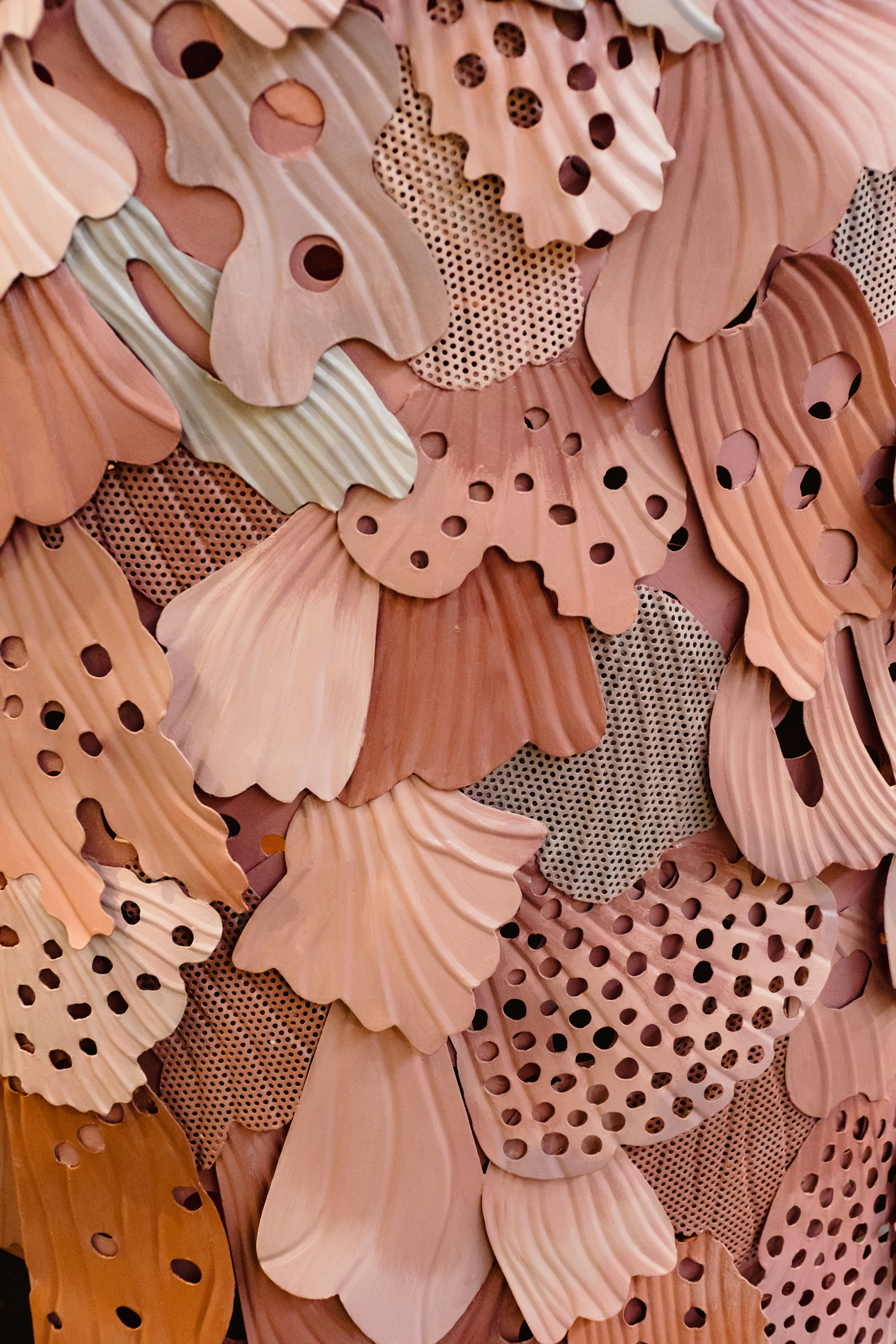 Petal Mosaic: Close-Up of Coral-Pink Scalloped Forms