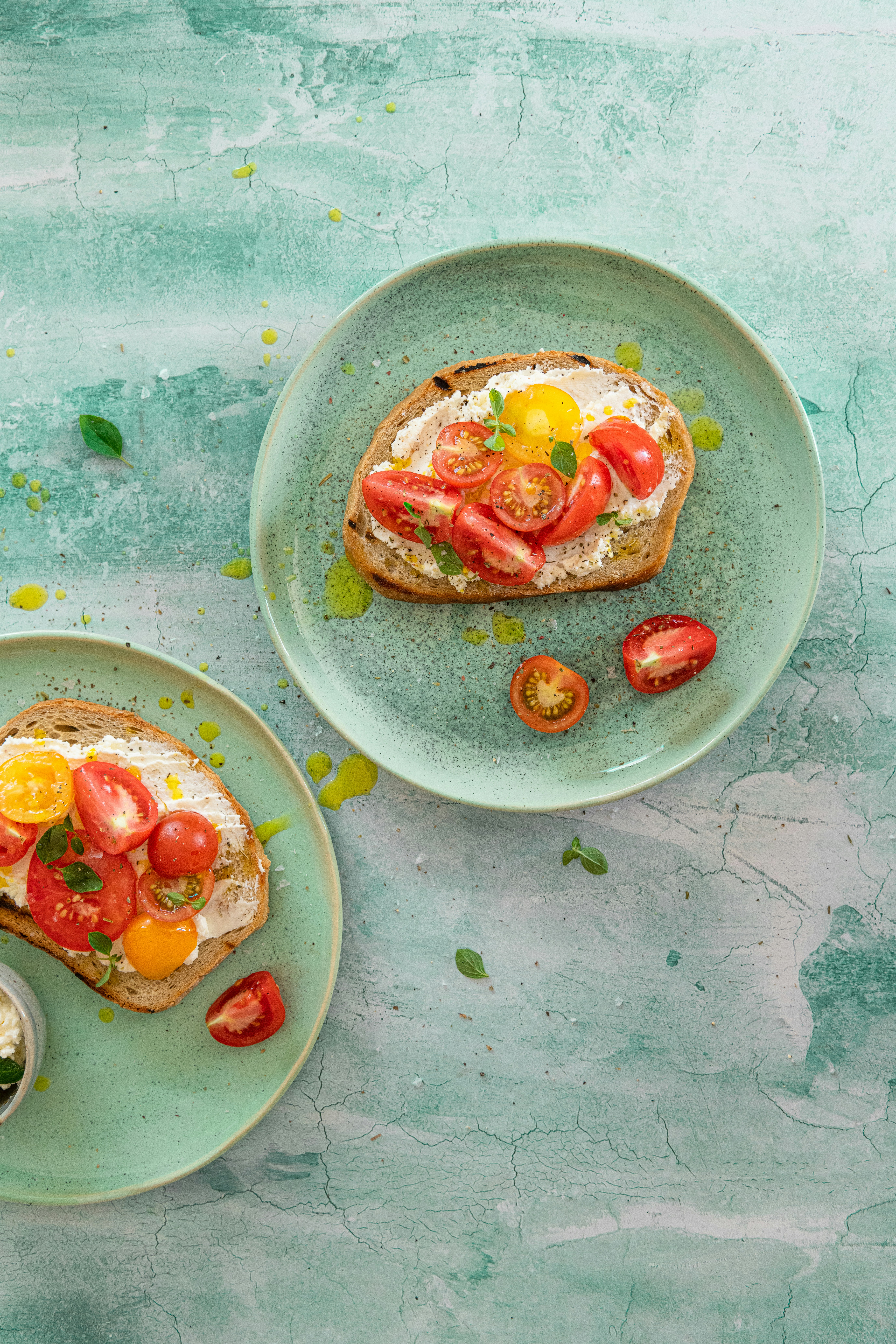 Two plates of food on a blue table photo – Free Food and drink Image on ...