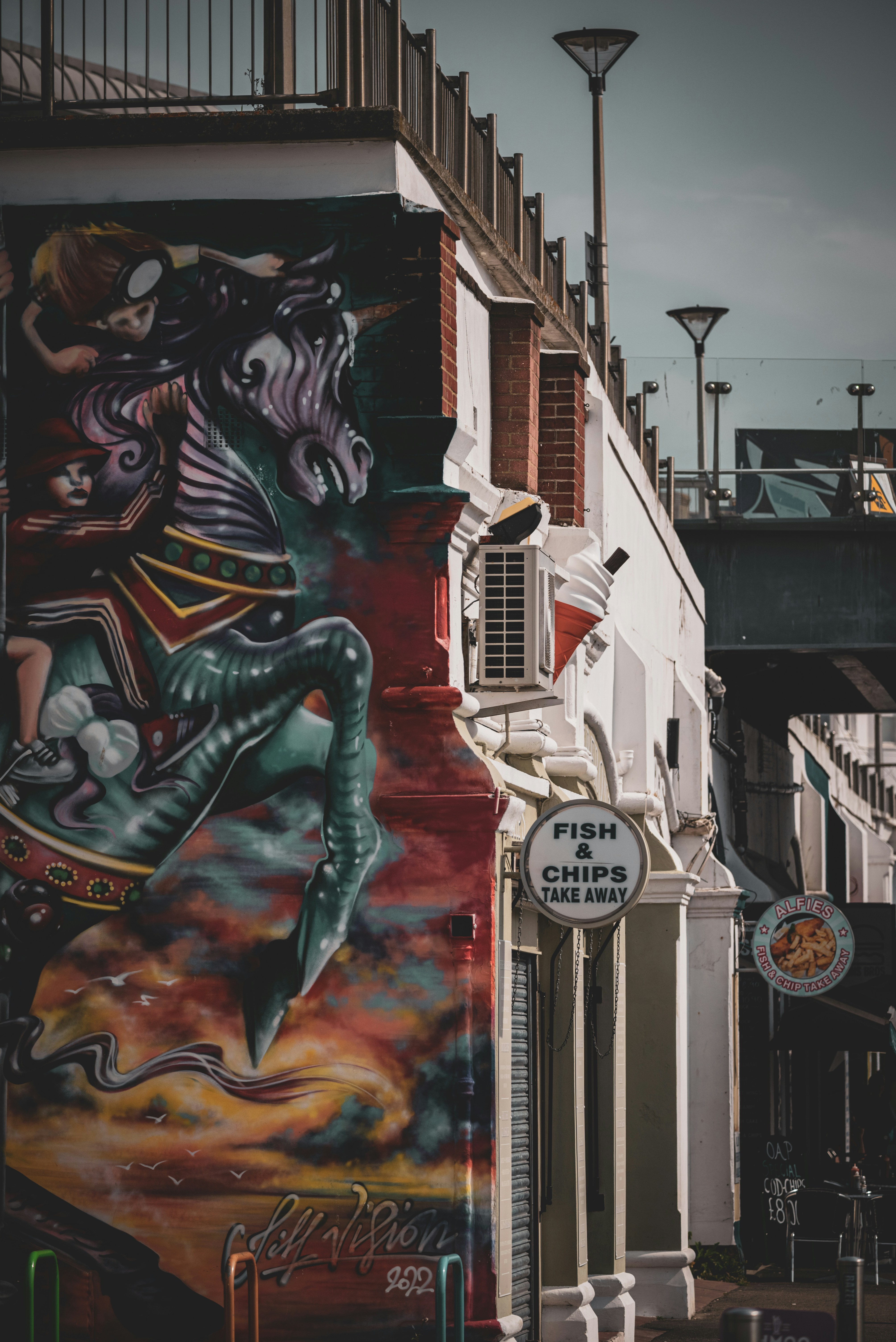 A mural on the side of a building photo – Free Fish and chips Image on ...