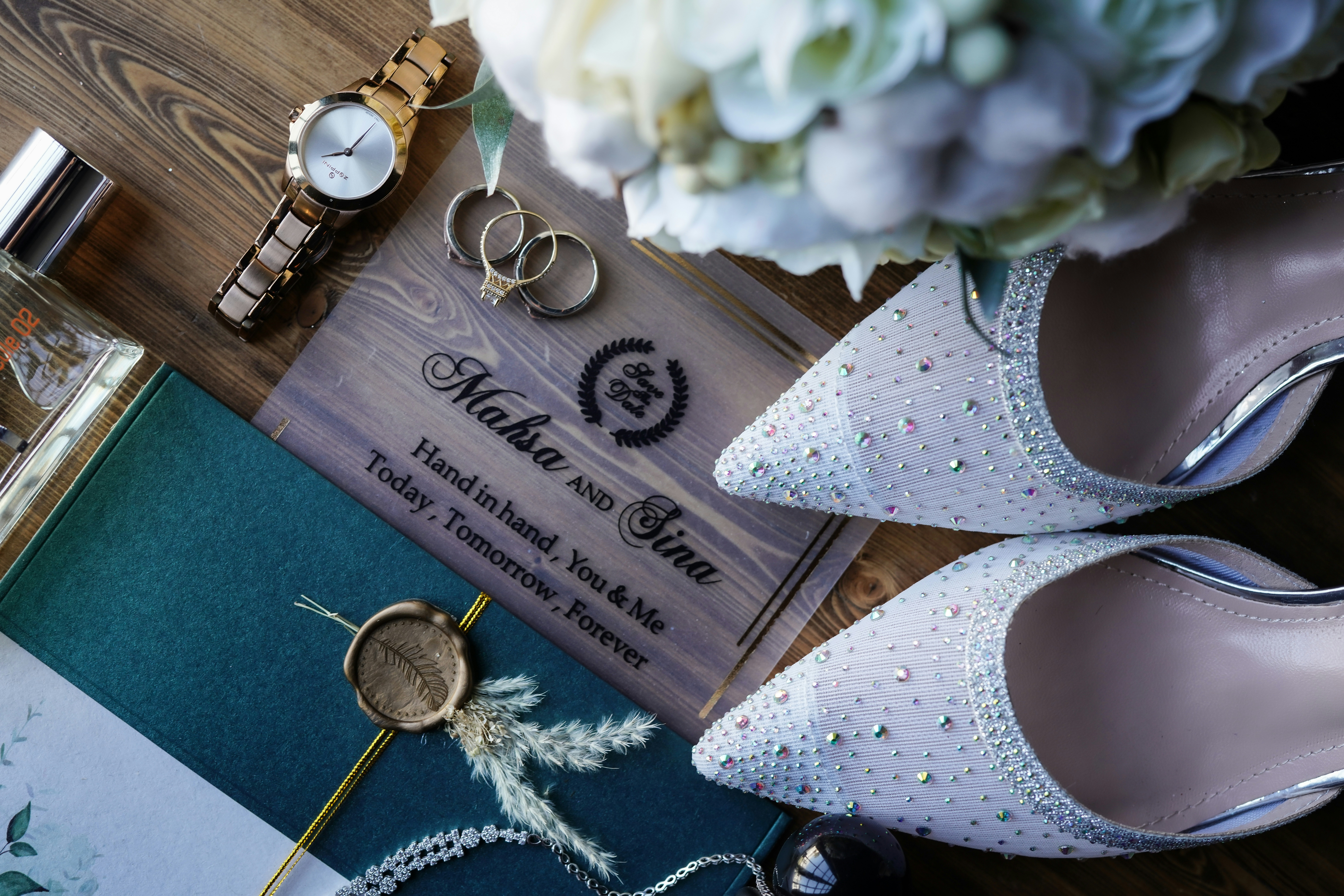 Rings, Rhinestones, and Quiet Glamour: A Bridal Flat Lay
