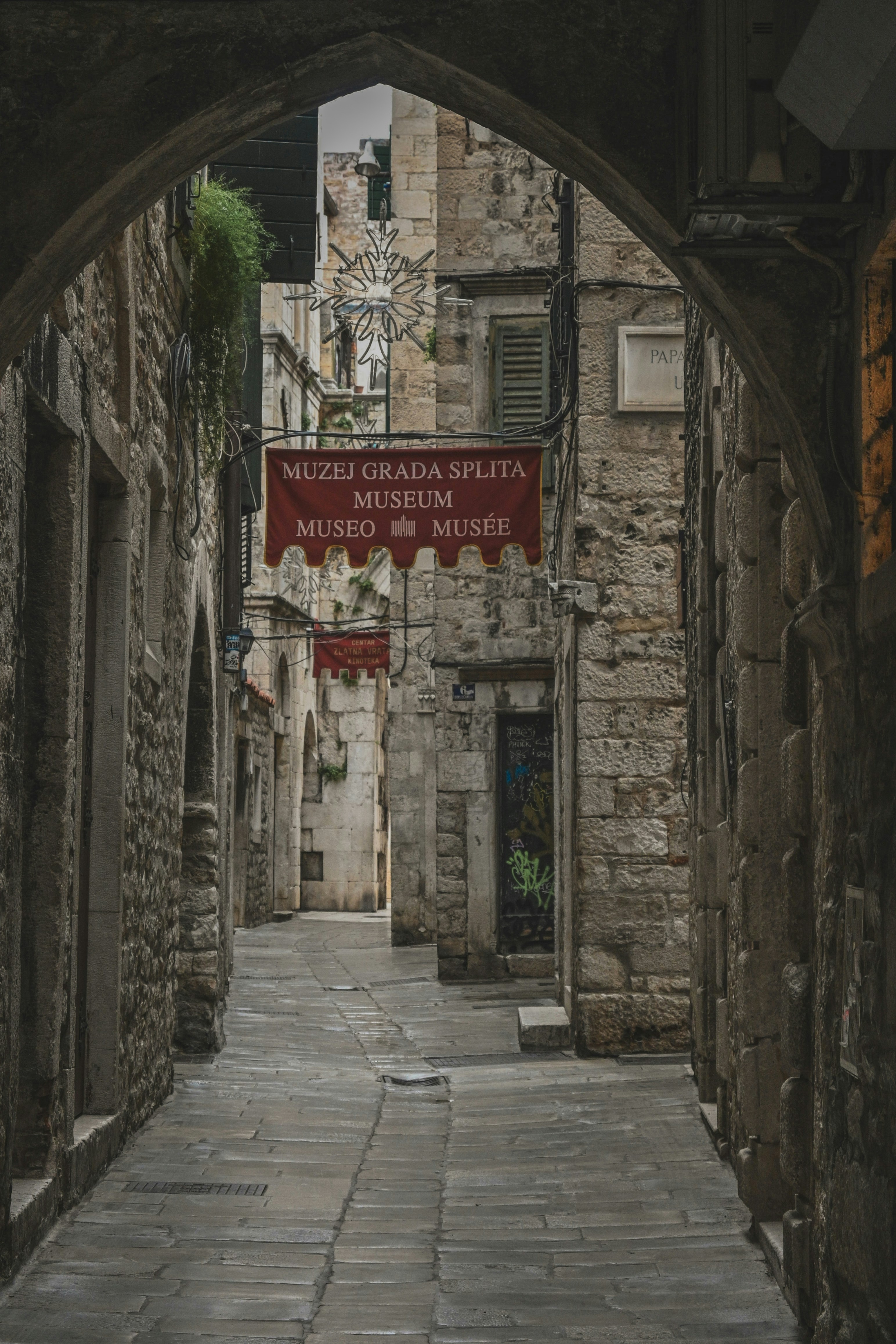 Gateway Arch Over Split's Stone Lane to the Muzej Grada Splita