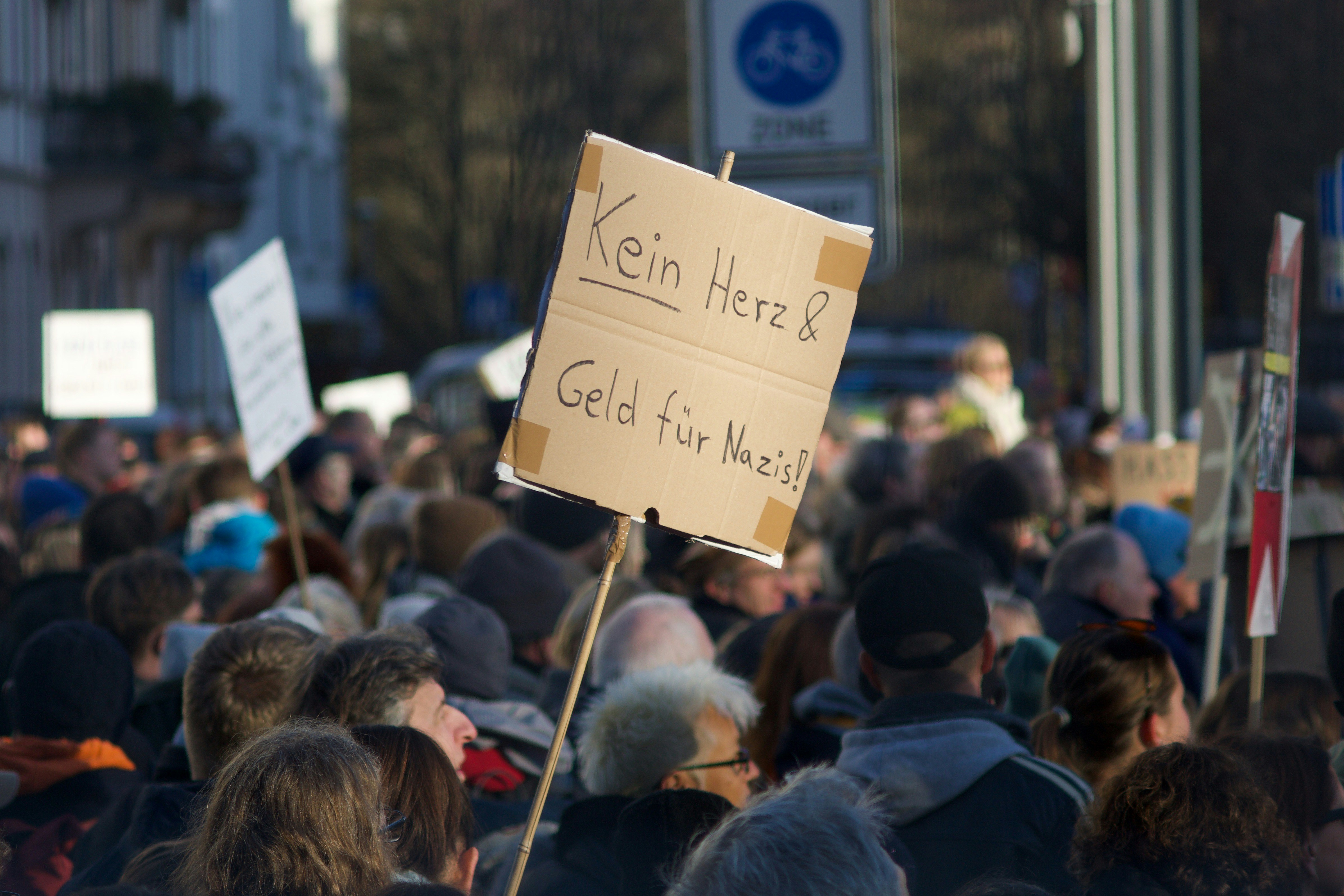 A crowd of people holding signs and placards photo – Free Marburg Image ...