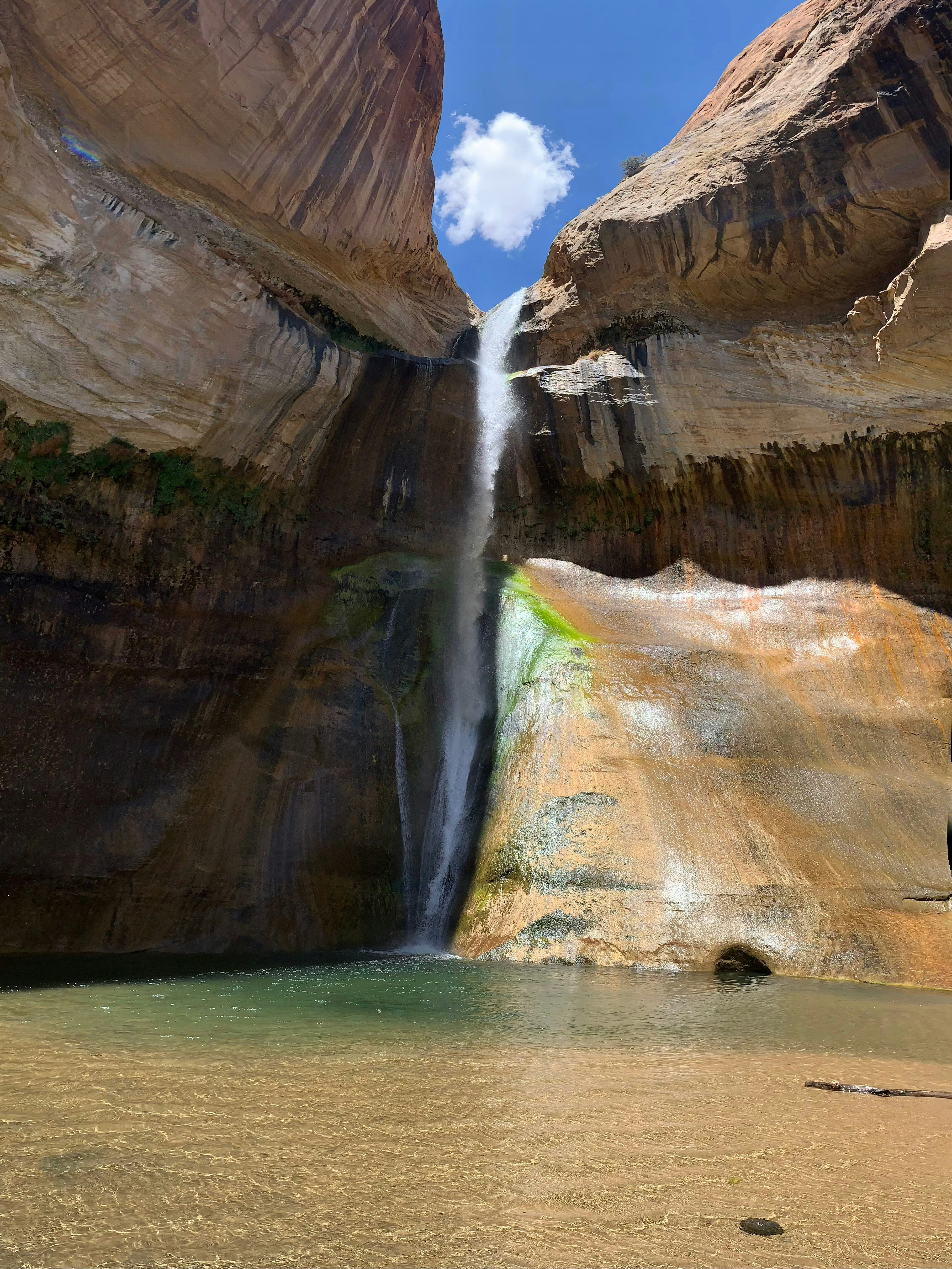 Canyon Cascade: A Narrow Veil of Water Between Sunlit Cliffs