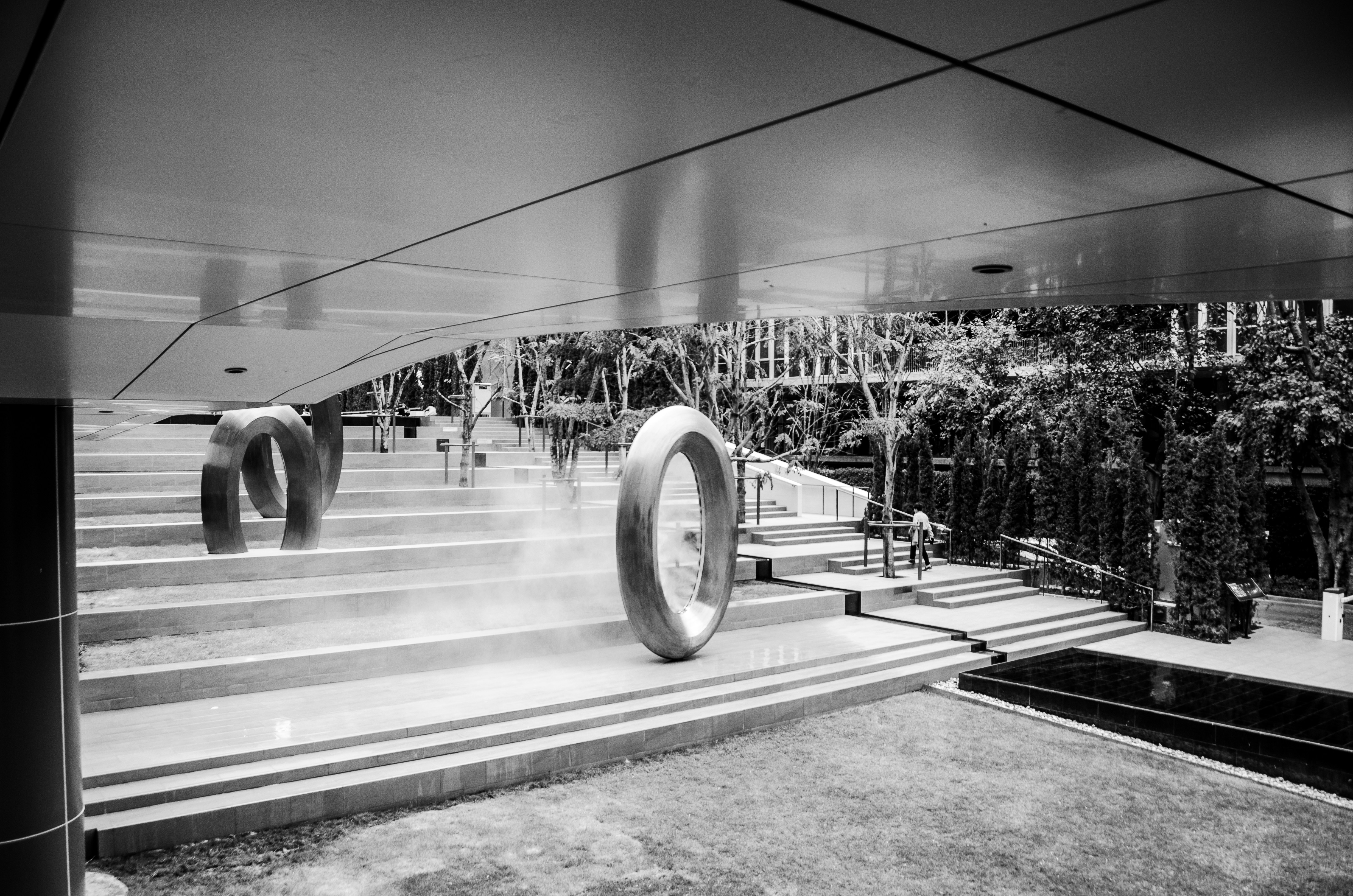 Orbital Rings Framing an Urban Staircase