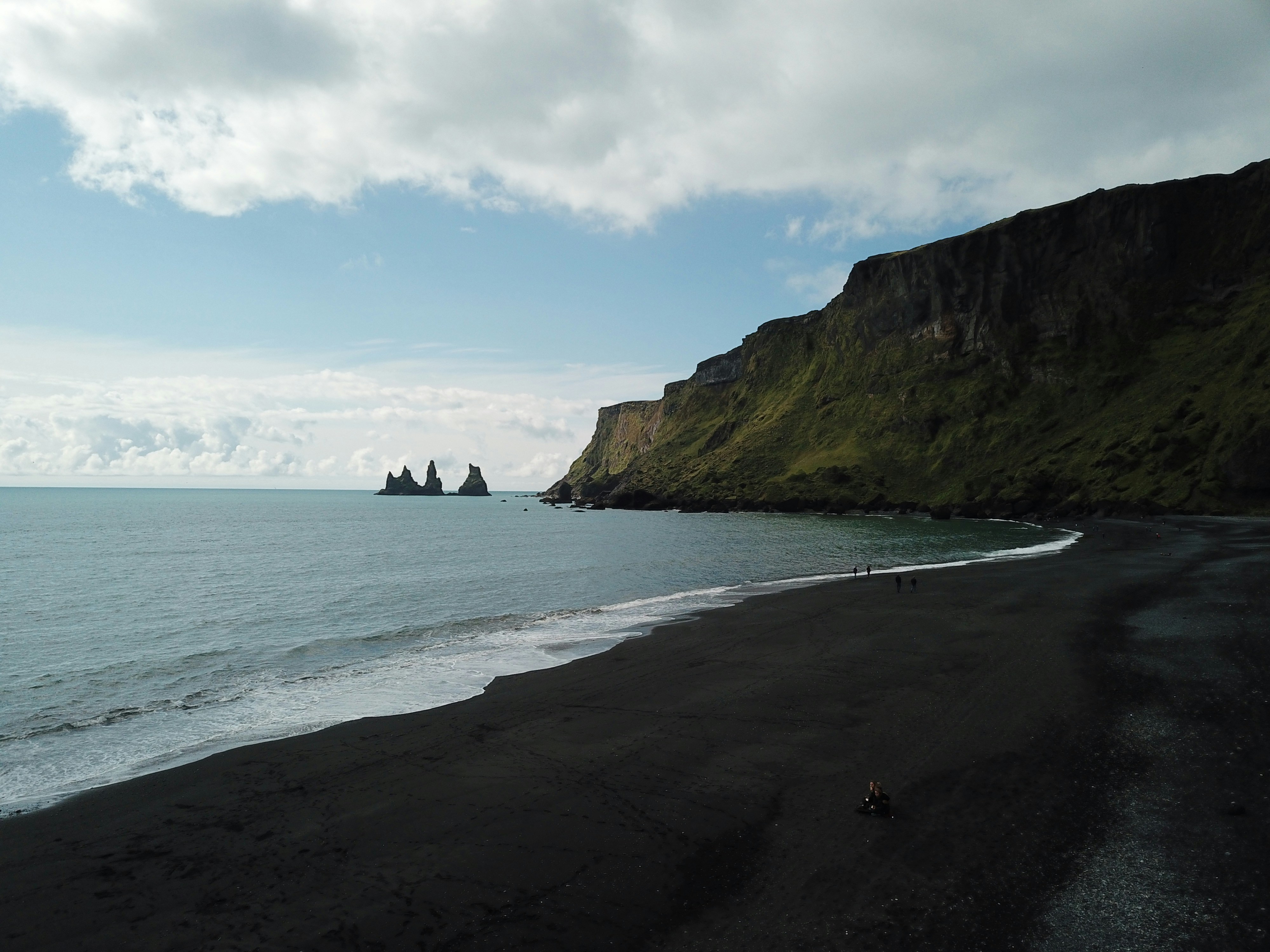A black sand beach with cliffs in the background photo – Free Iceland ...