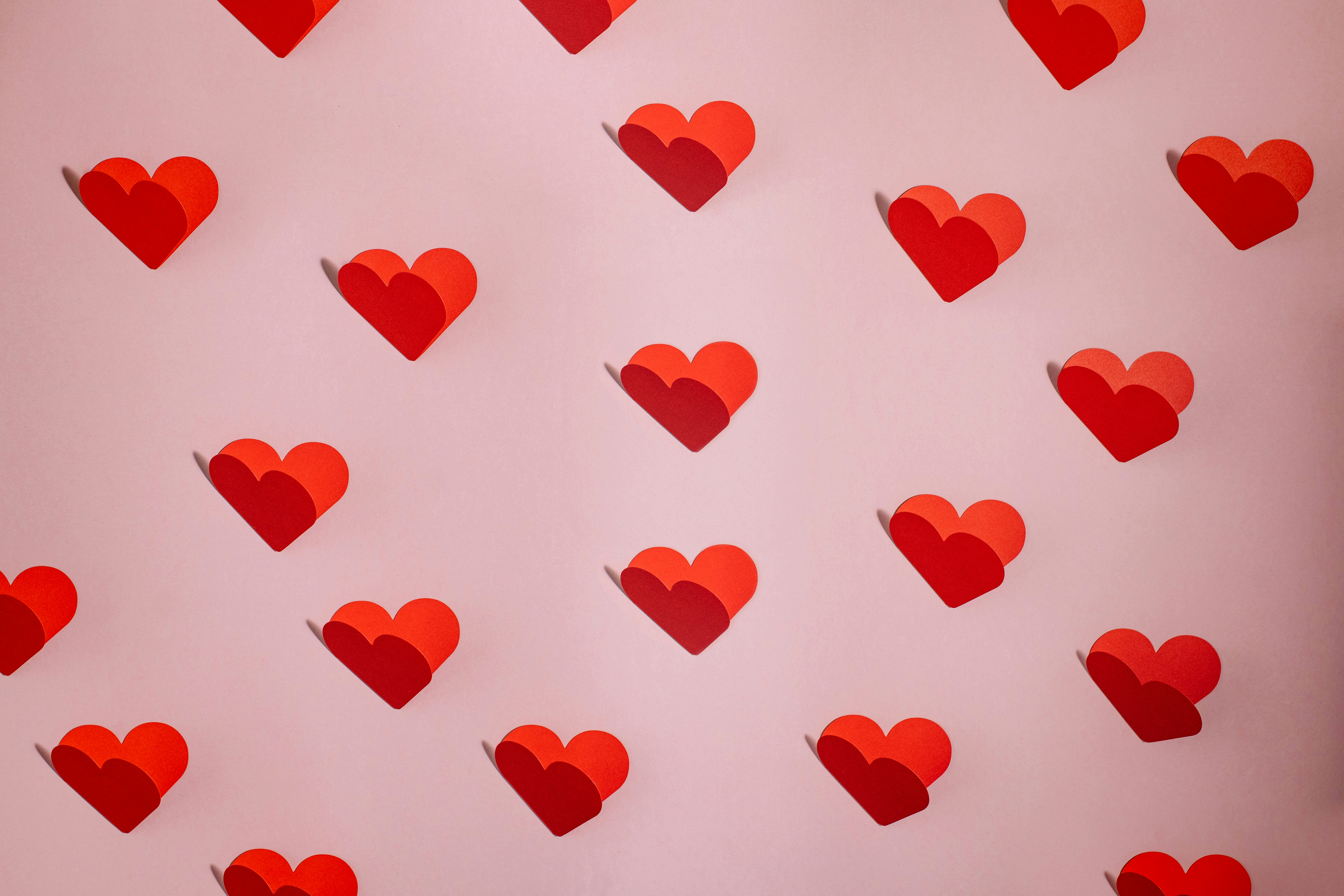 A bunch of red hearts cut out of paper photo – Free Love heart symbol ...