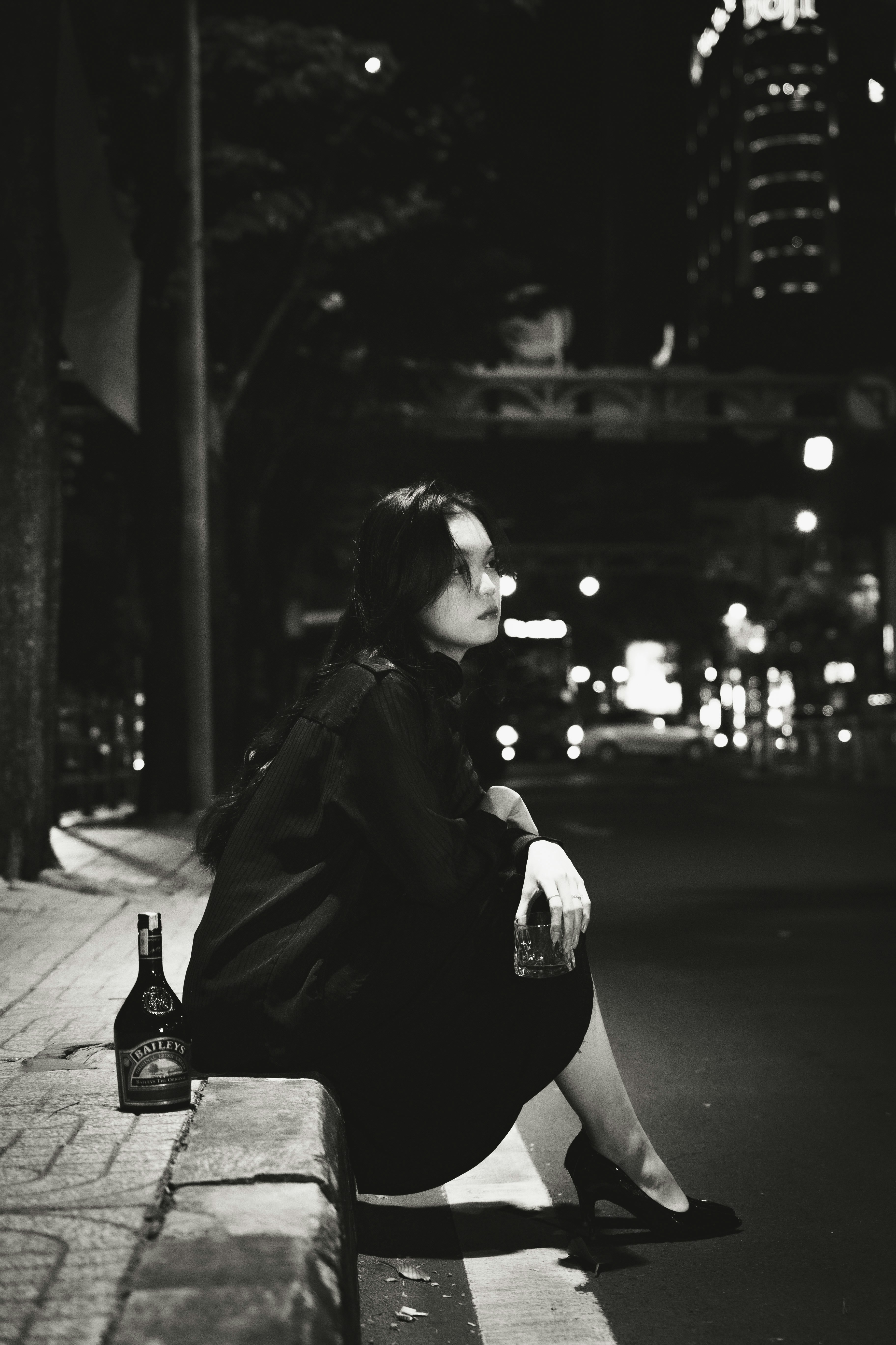 Noir Solitude on a Neon-Edge Night