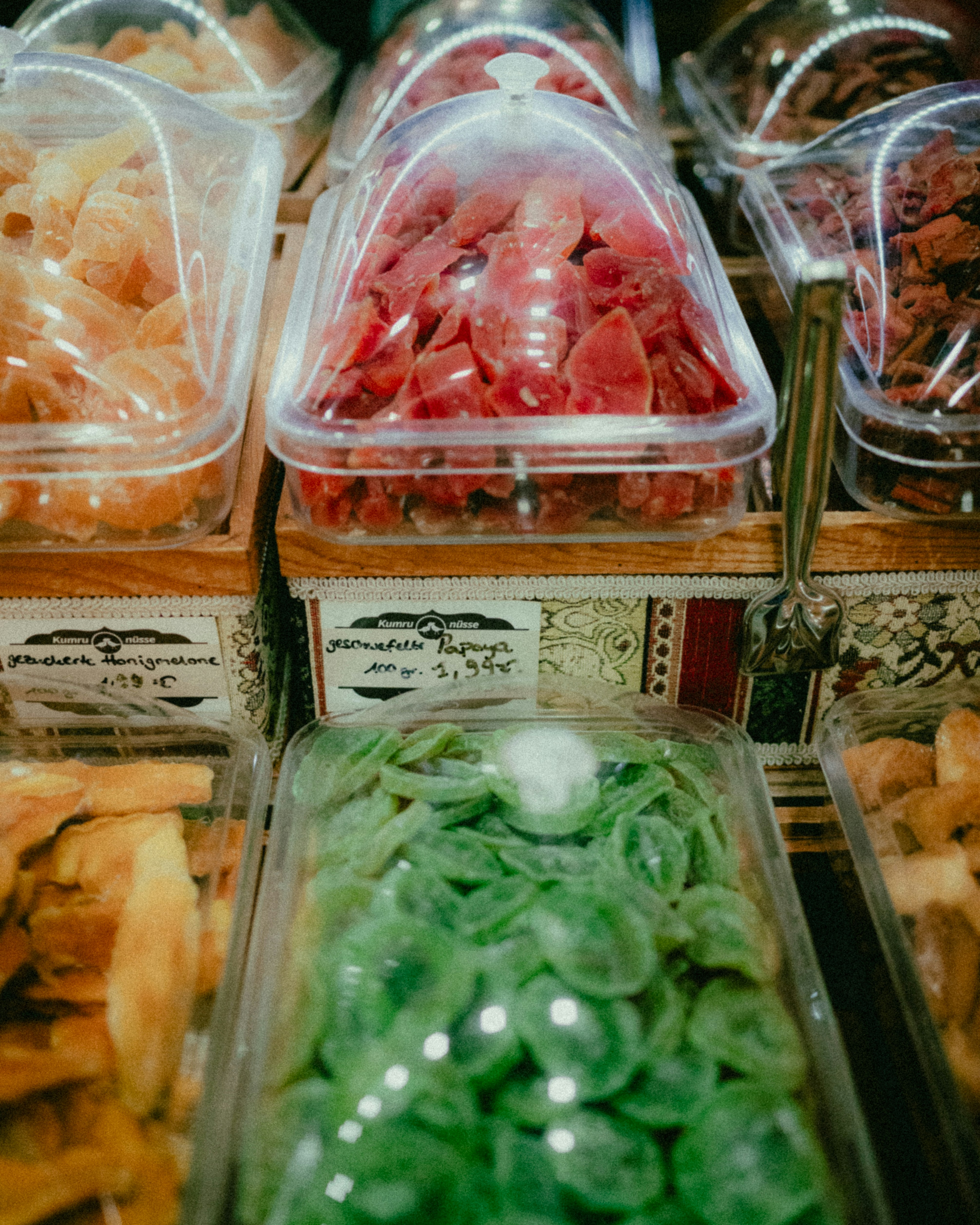Dried Fruit Parade: A Palette of Market Jewels in Clear Lids