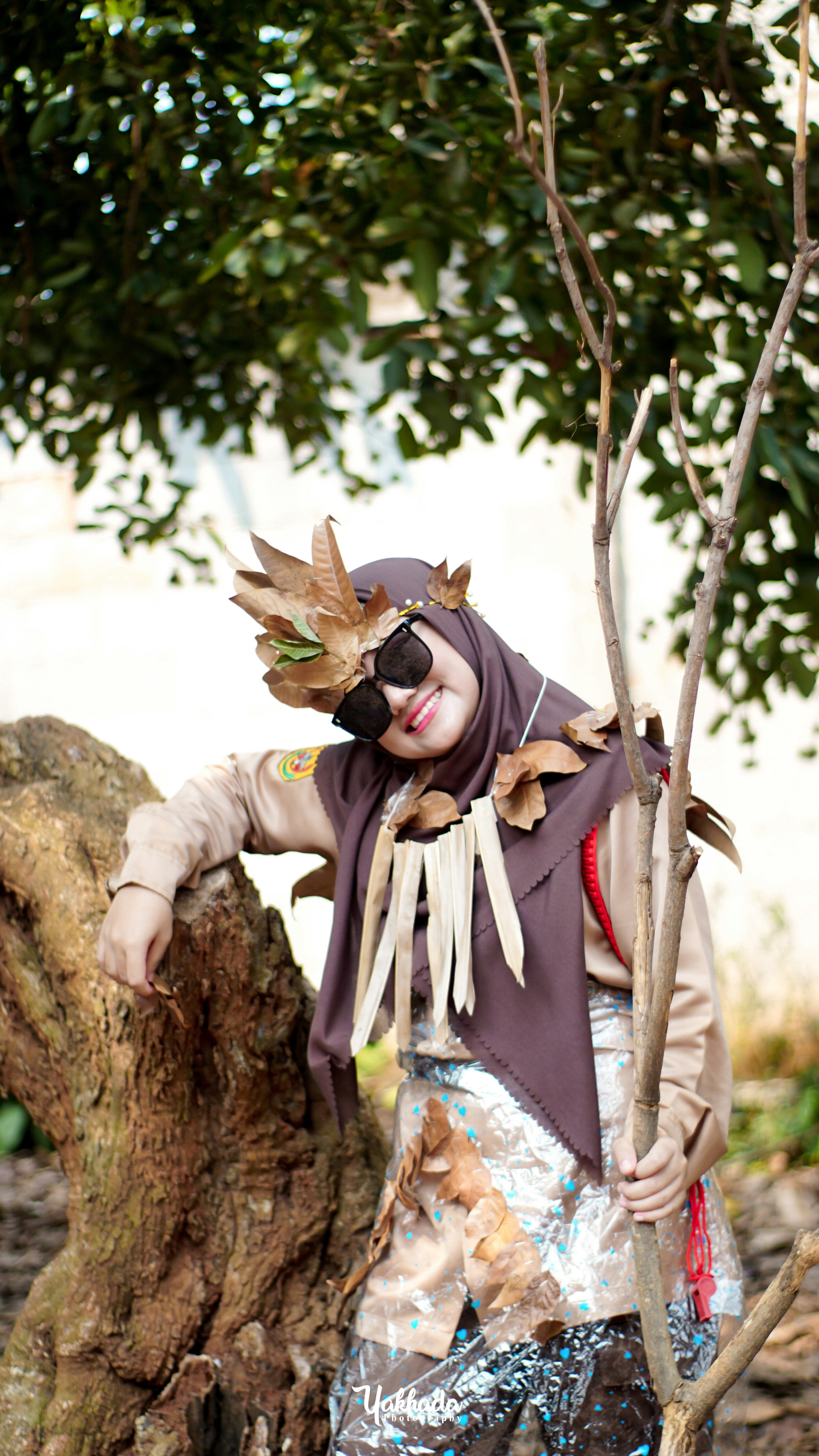 Autumn Couture: A Humble Hijab and Leaf Crowns in the Garden Glow