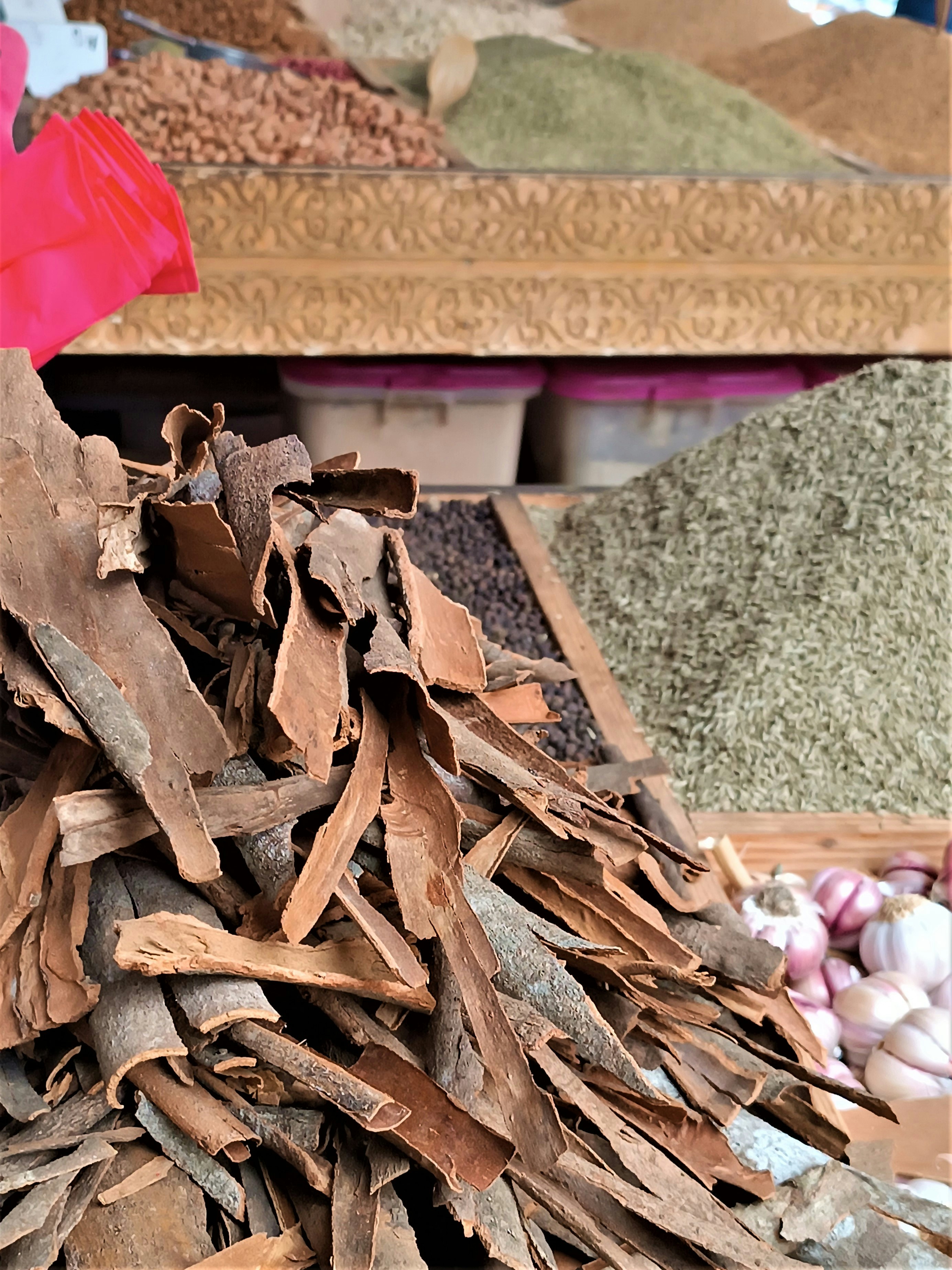 Rusty Bark and Spices: A Market Corner in Warm Textures