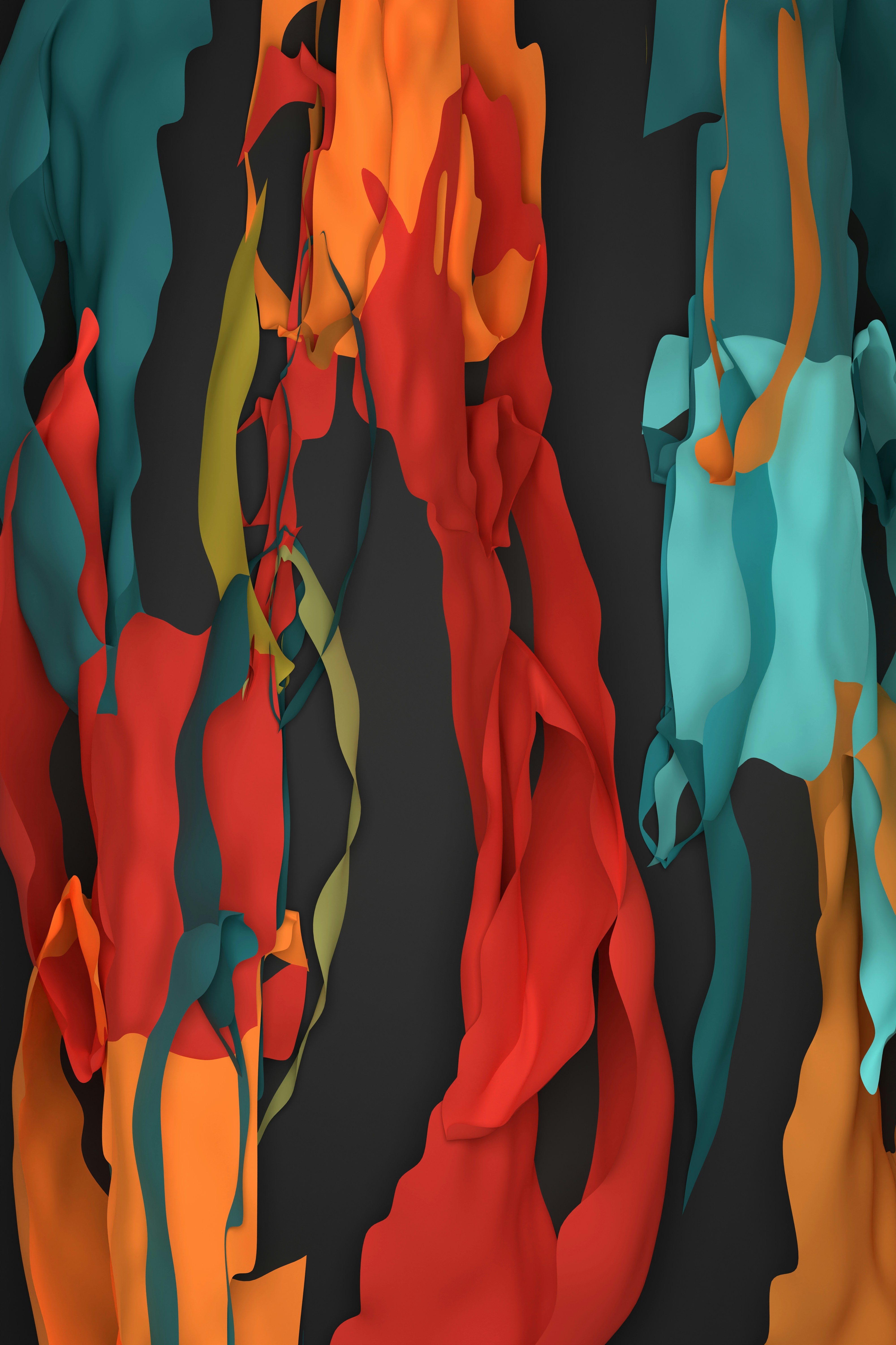 A group of multicolored ribbons hanging from a ceiling photo – Free Art ...