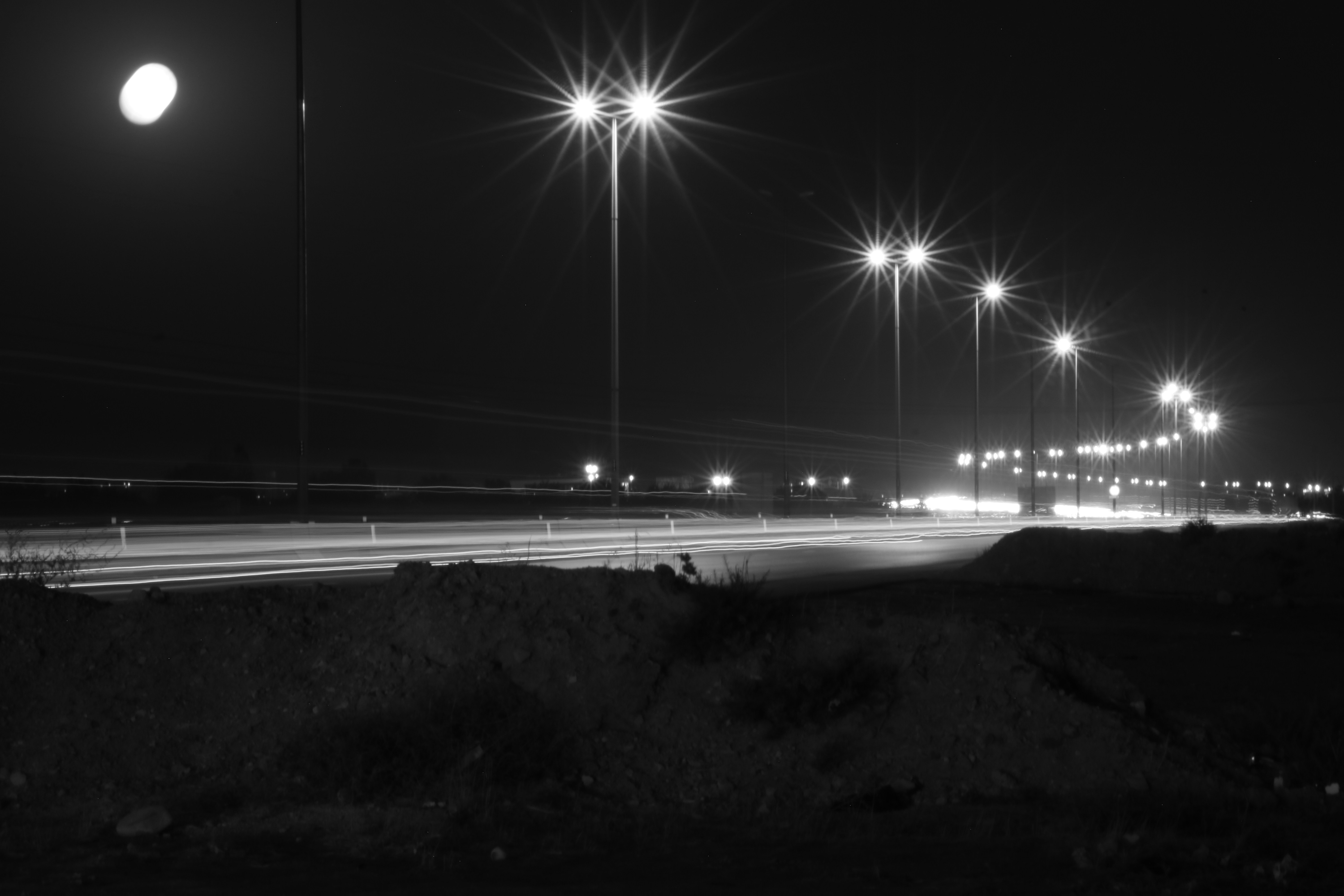 A black and white photo of a street at night photo – Free Qazvin Image ...