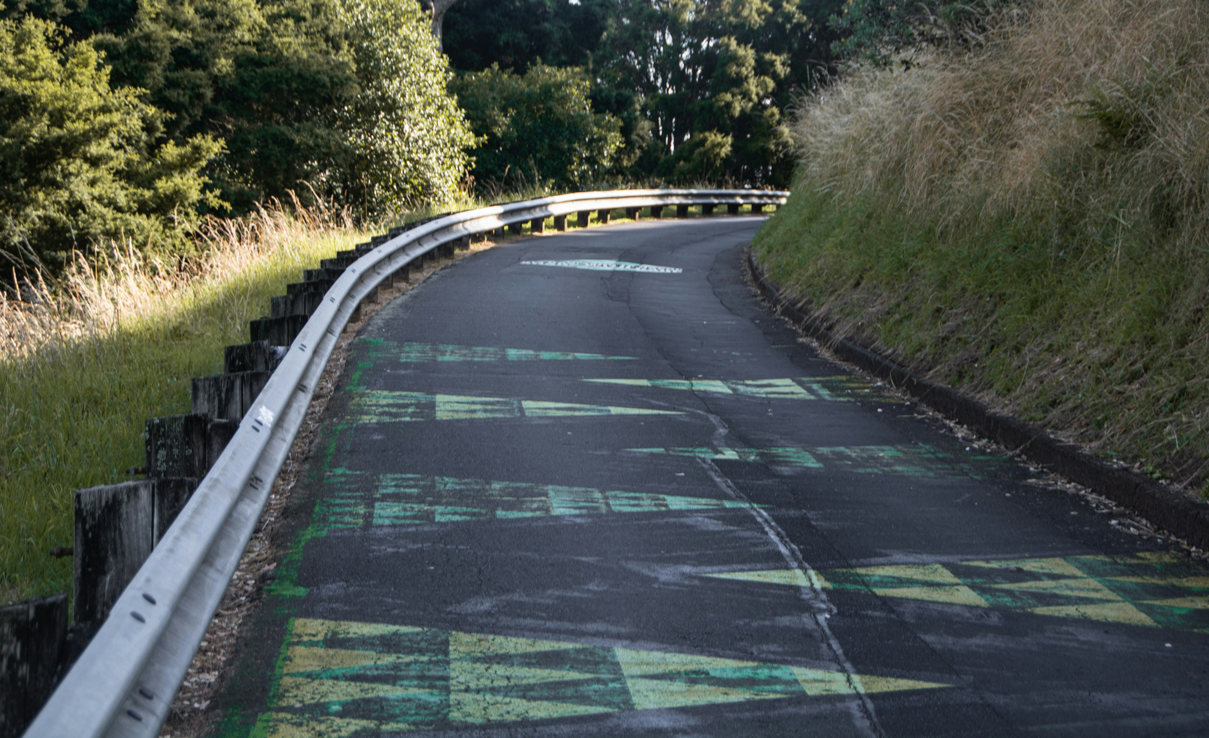 Winding Guardrail: A Quiet Bend Through Morning Light