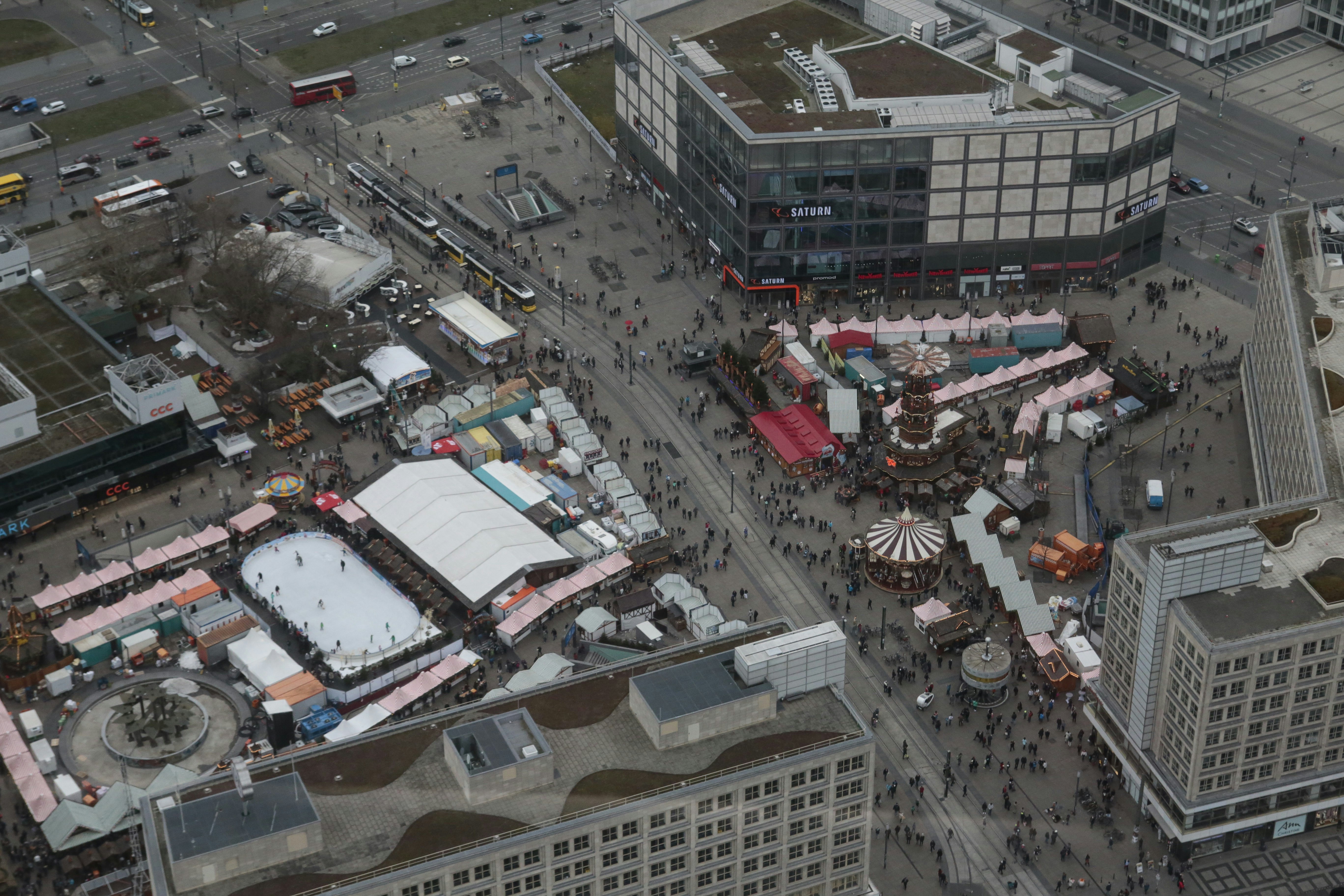 Midtown Market Square: Aerial Pulse Over a Winter Carnival