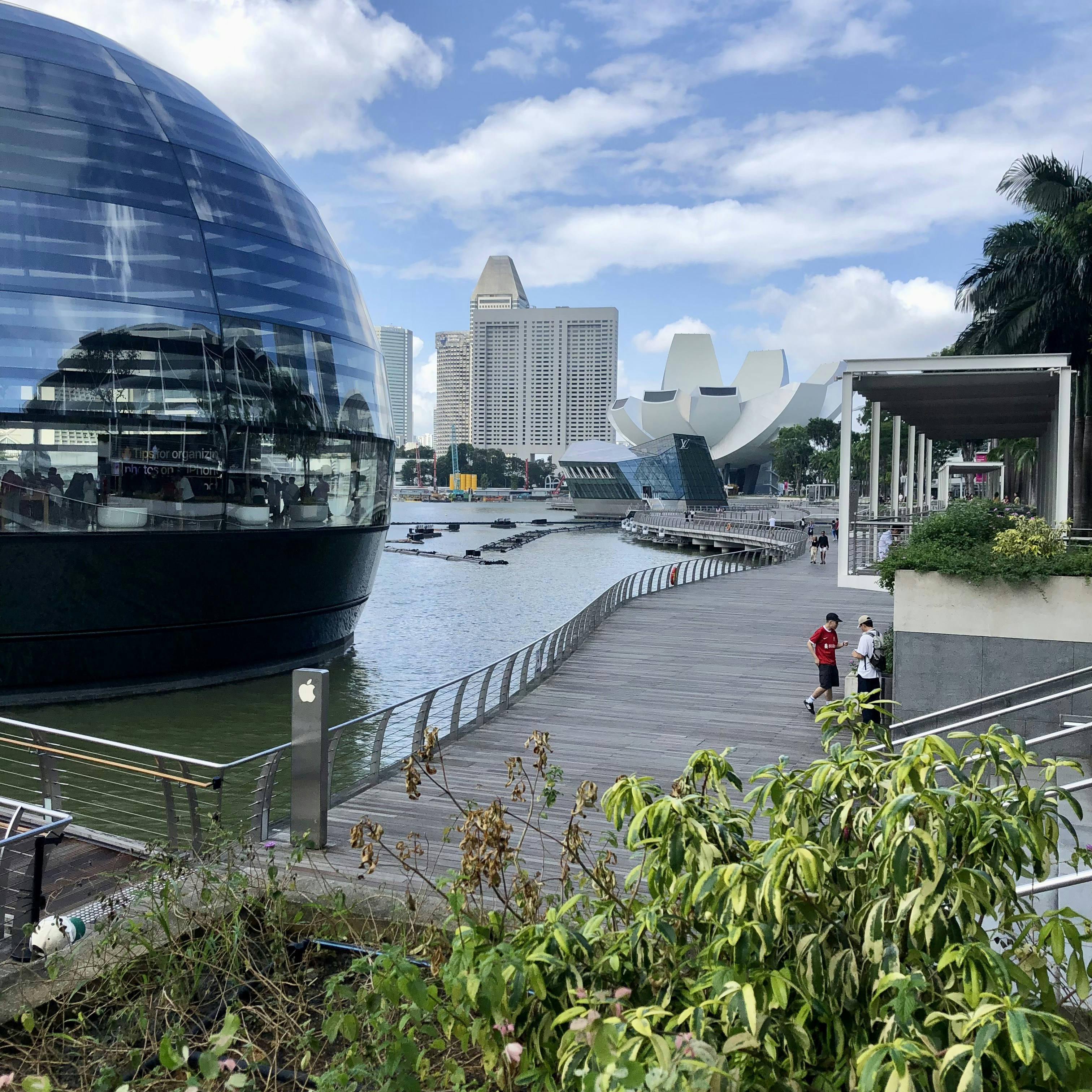 Marina Bay Glass Sphere with the ArtScience Lotus: A Waterfront Portrait