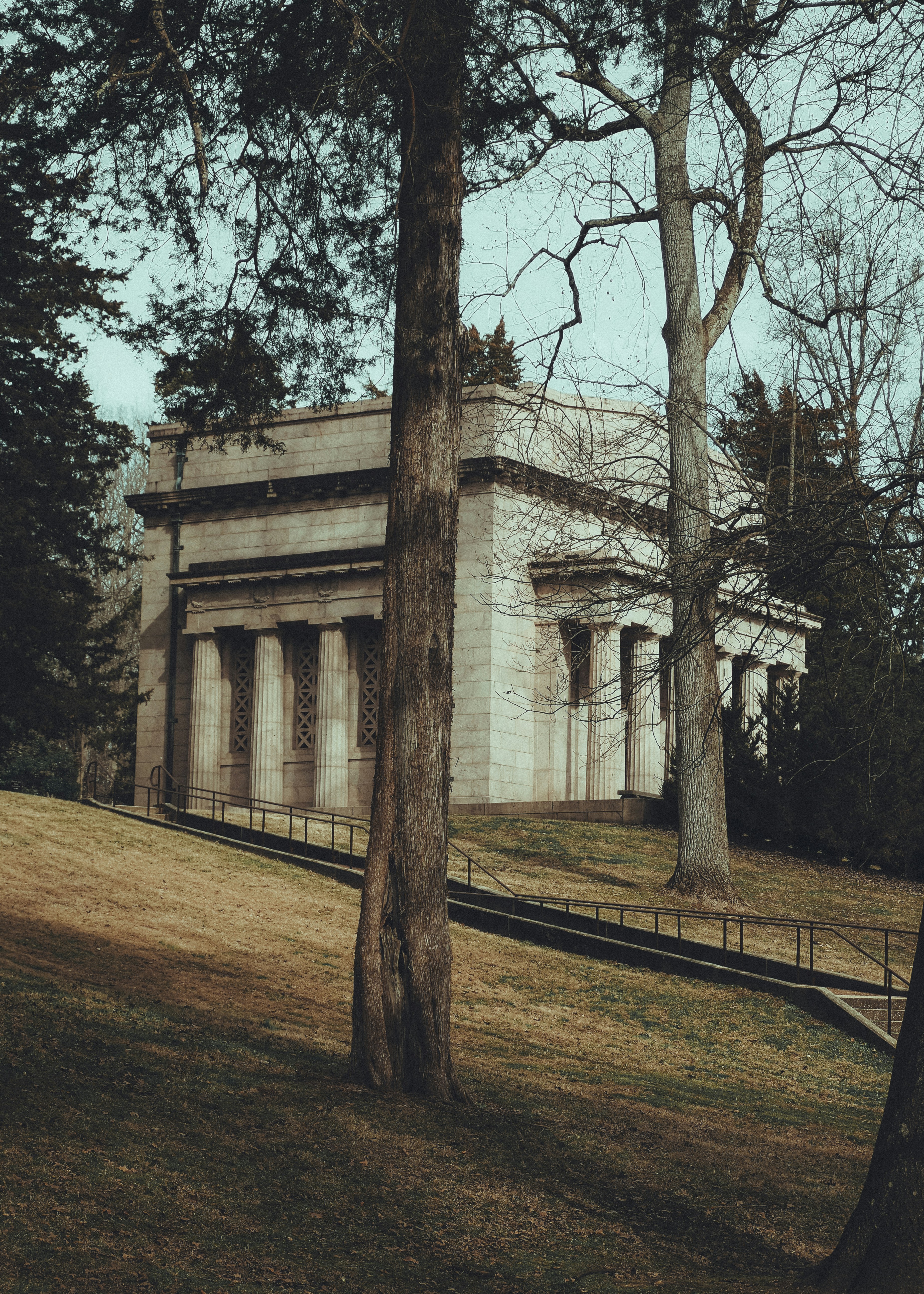 Whispers of Marble Beneath a Winter Canopy