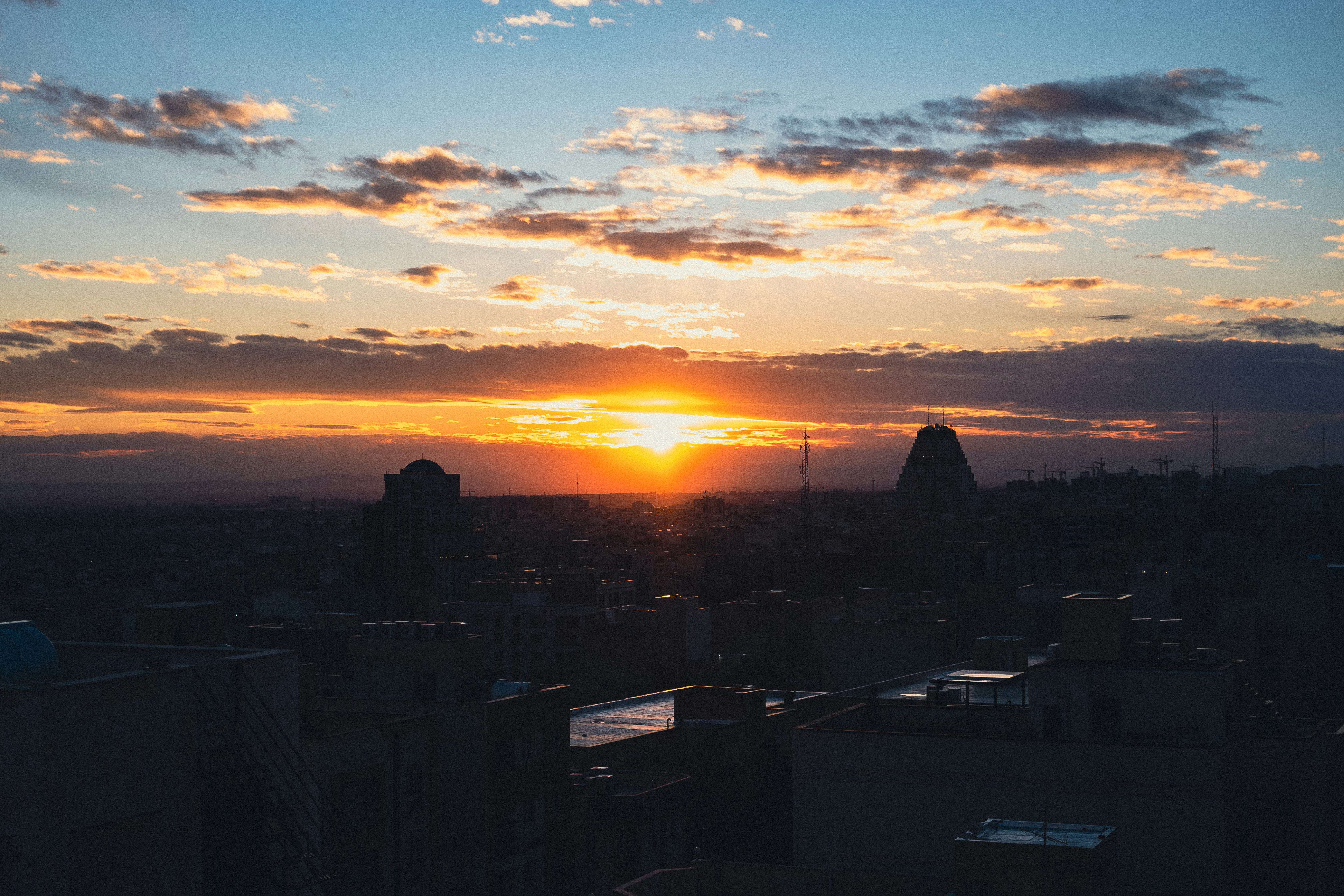 Sunset Ember Over a Quiet City Silhouette