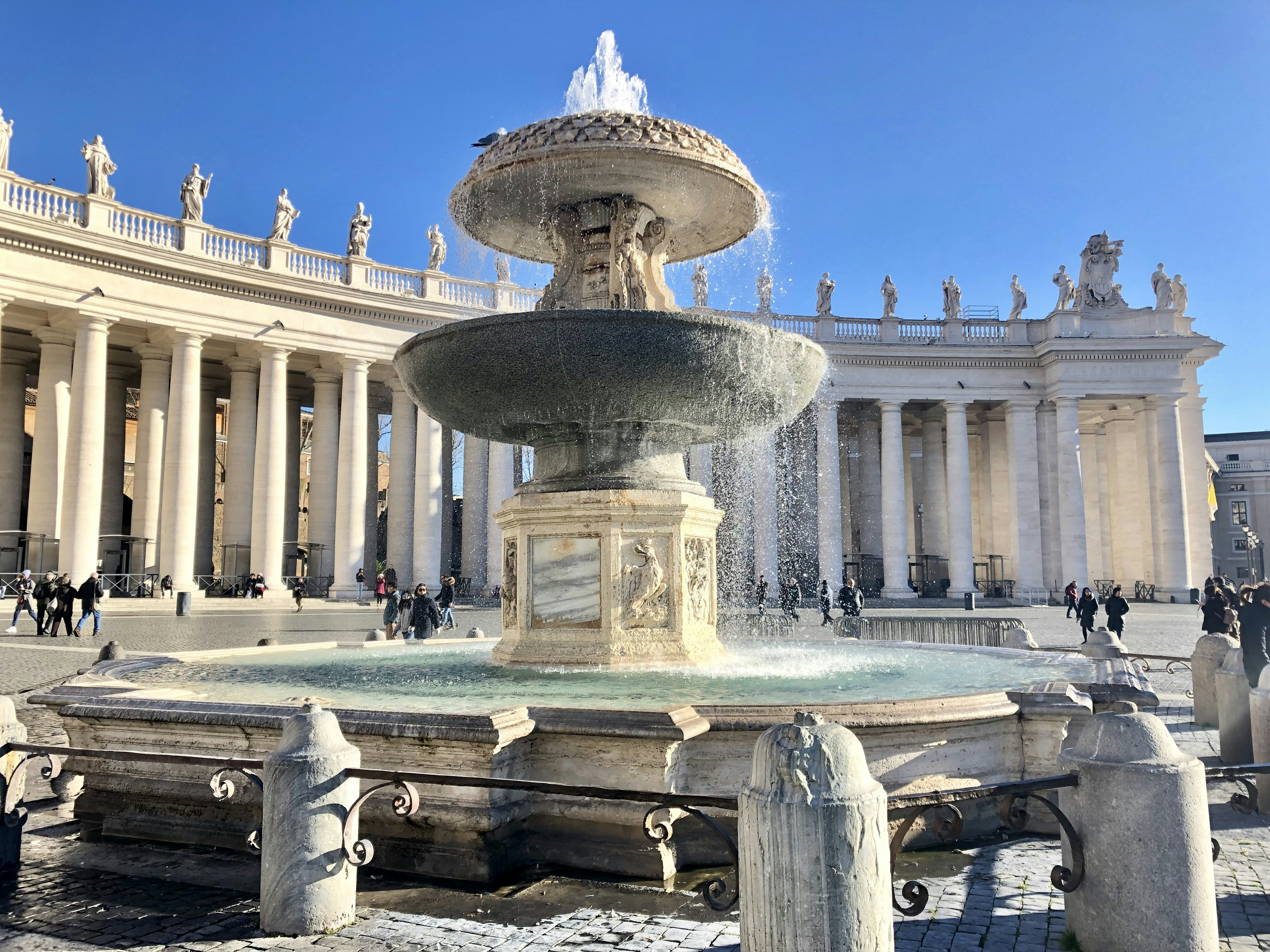 Centrepiece Fountain Framed by Saint Peter's Square Colonnade