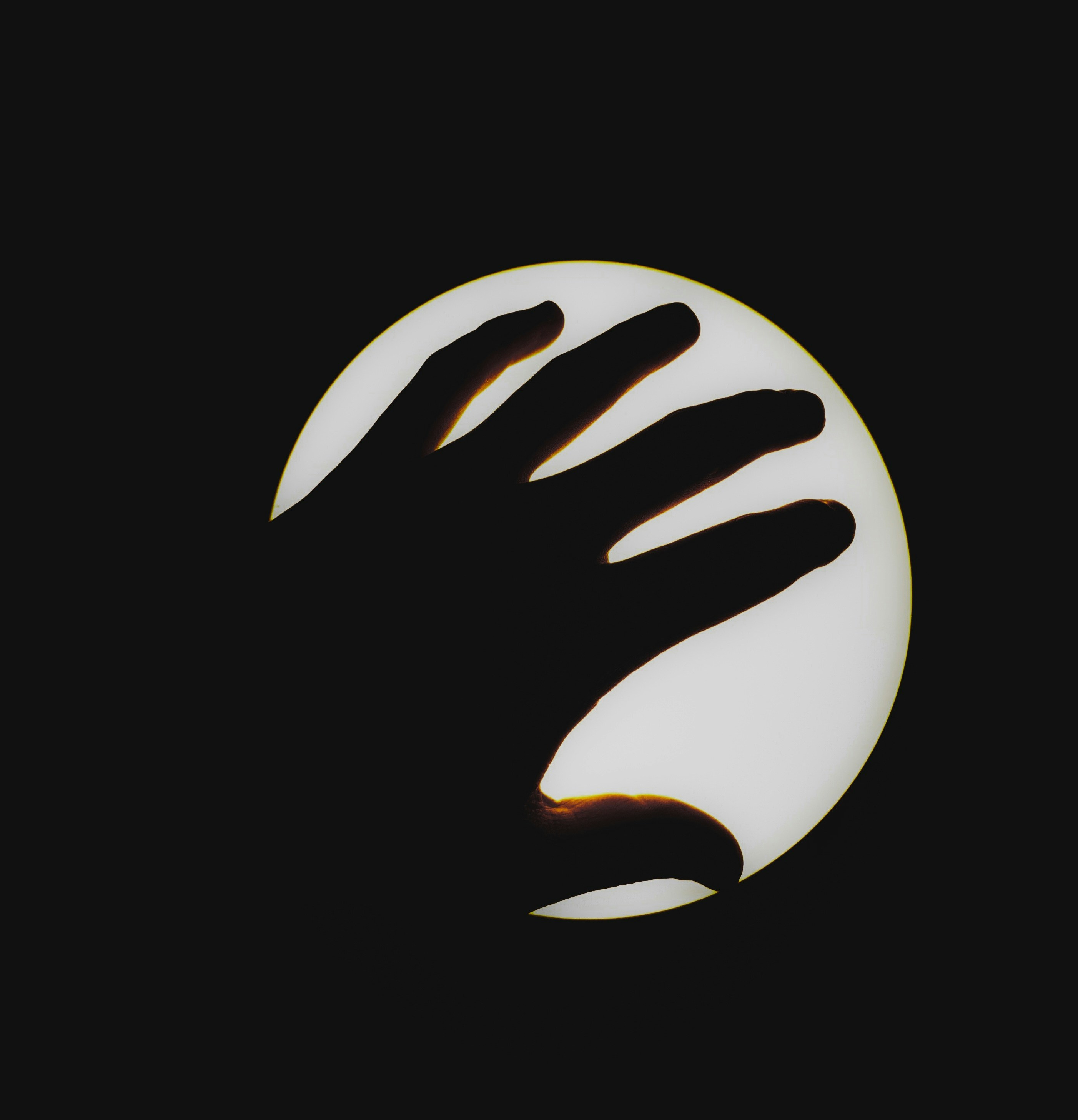 Shadowed Hand Reaching the Lunar Disk