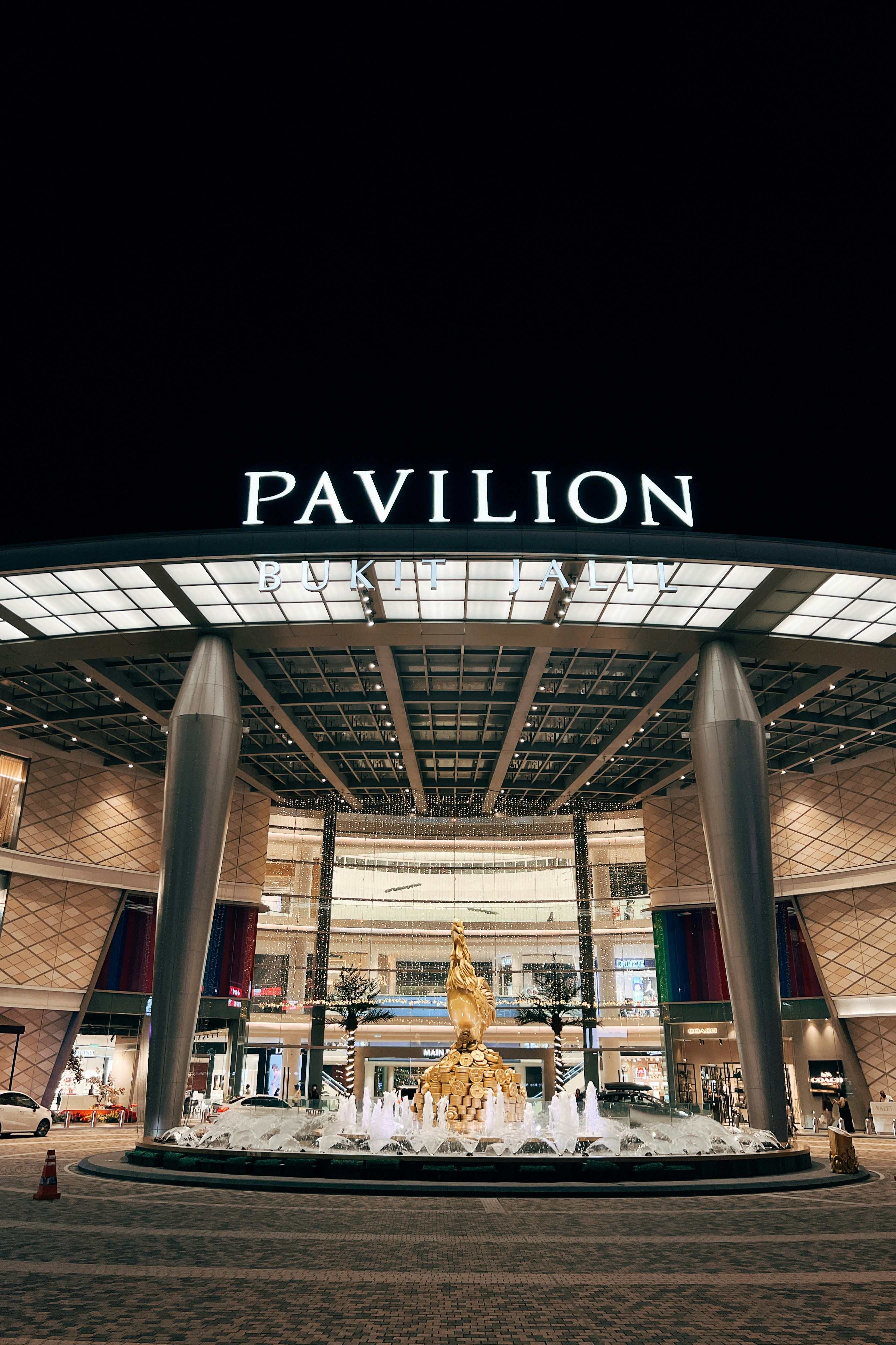 Nocturnal Elegance at Pavilion Entrance