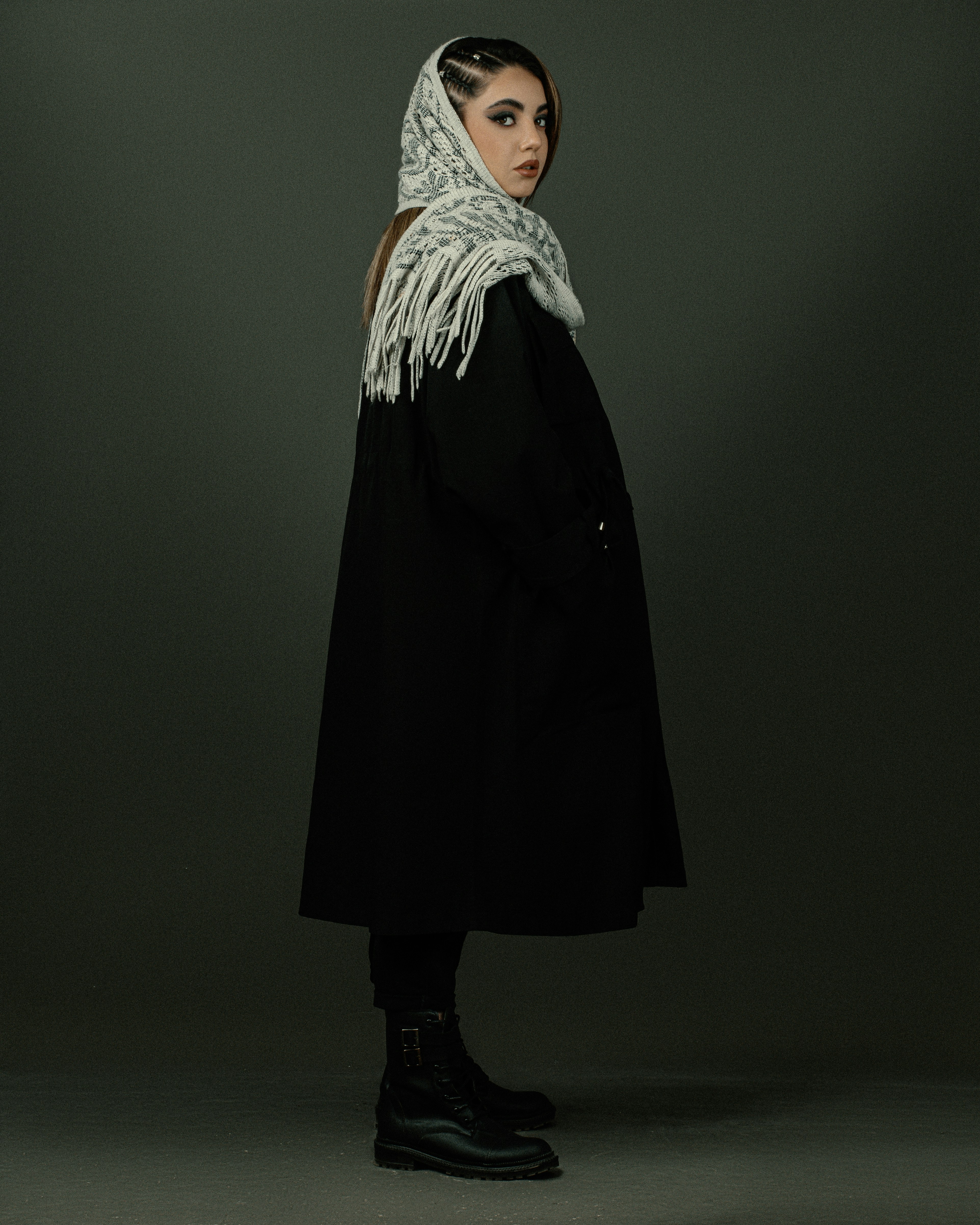 Noir Veil: Portrait of a Silhouette Adorned in Lace