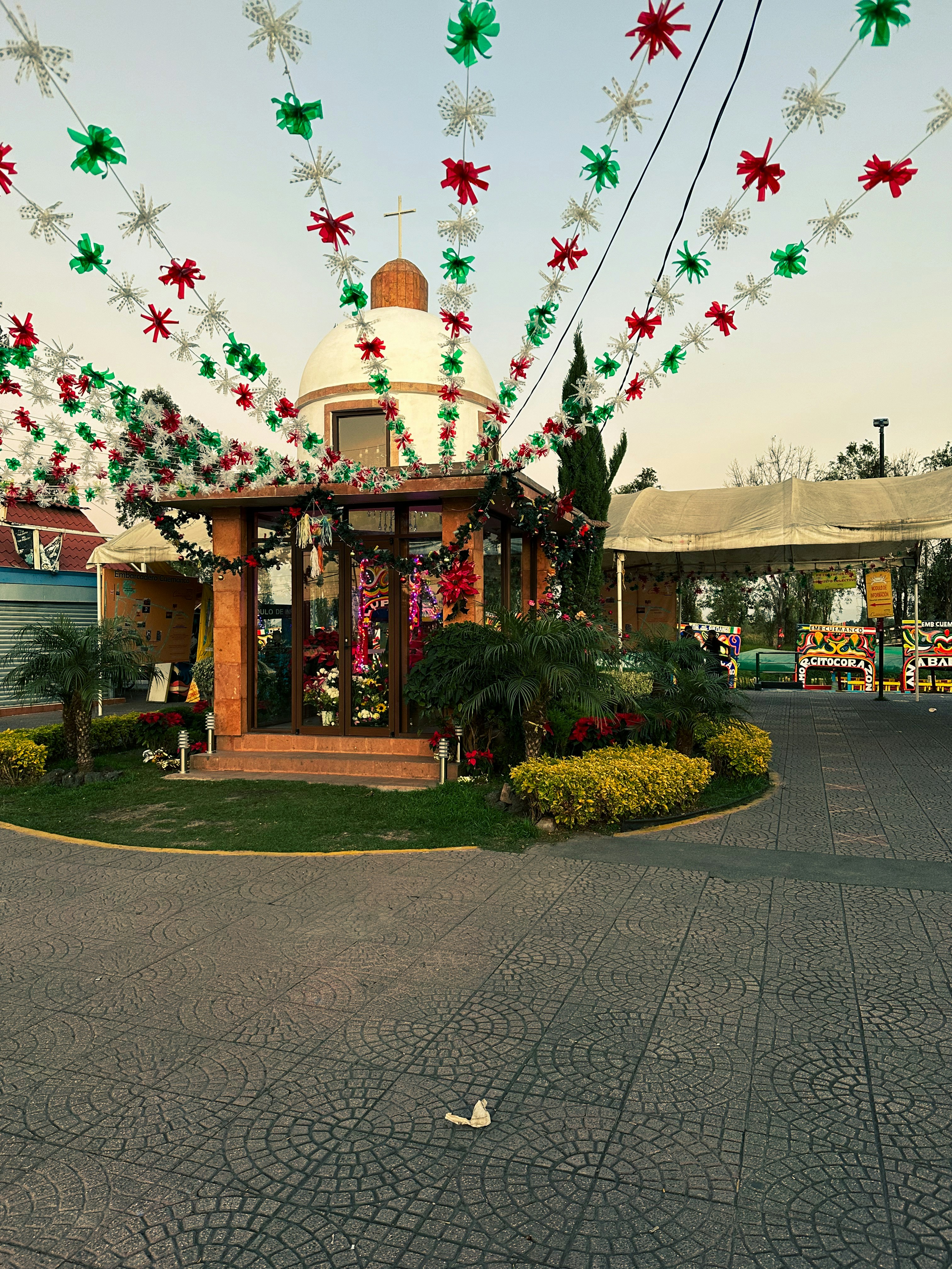 Chapel Under a Canopy of Festive Star Garlands