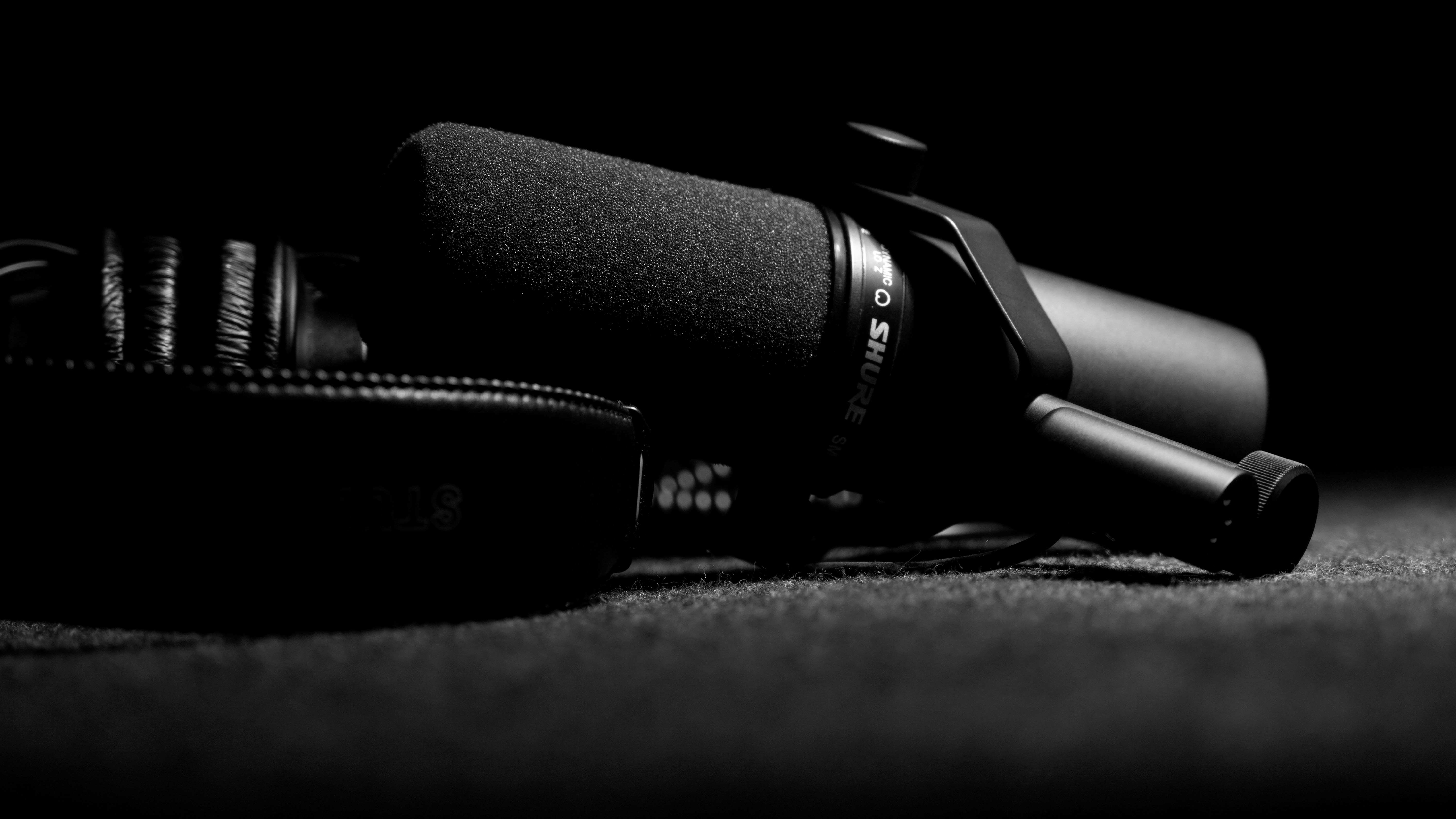 A black and white photo of a microphone photo – Free Black Image on ...
