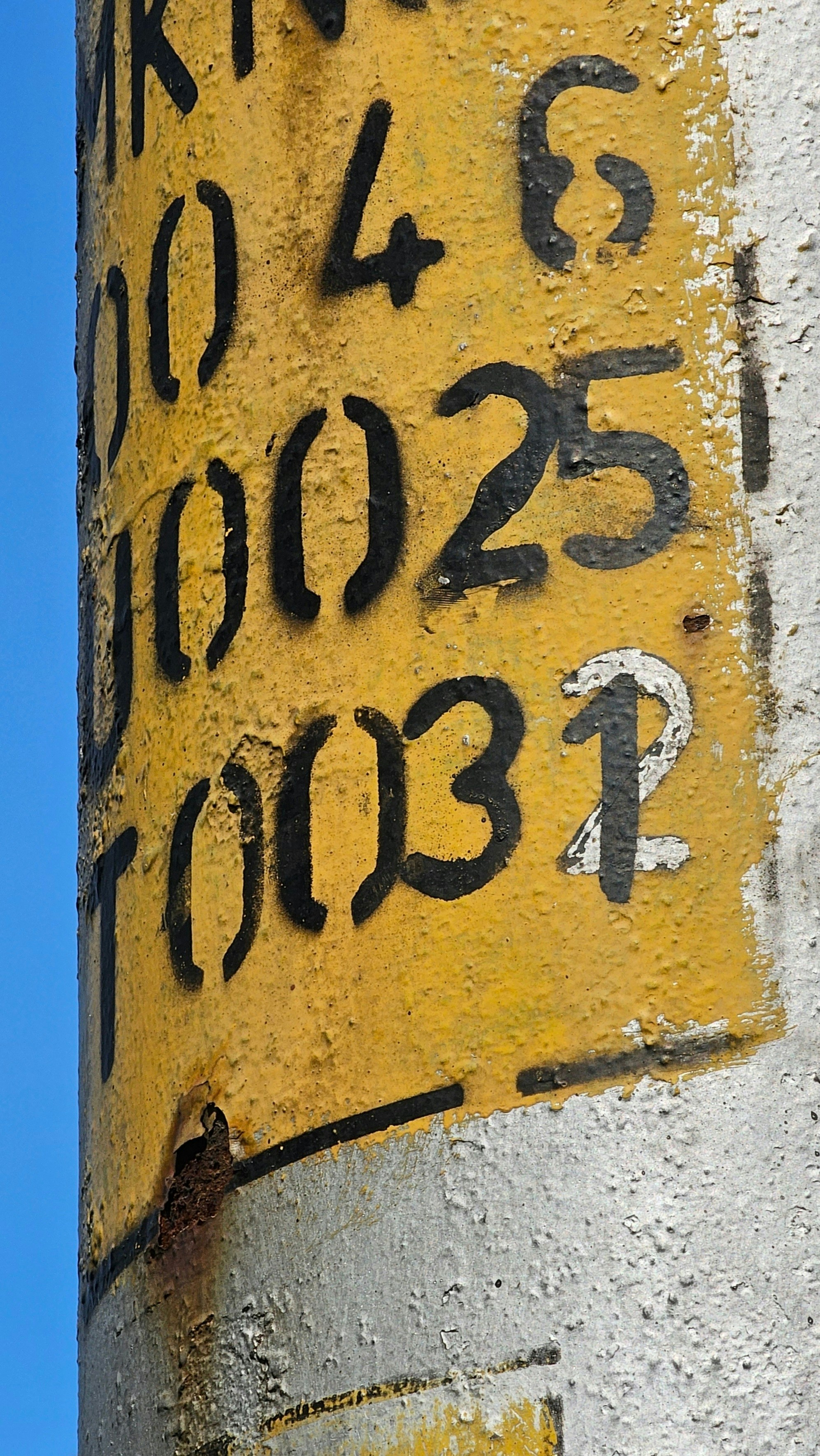 A close up of a pole with numbers on it photo – Free Construction Image ...