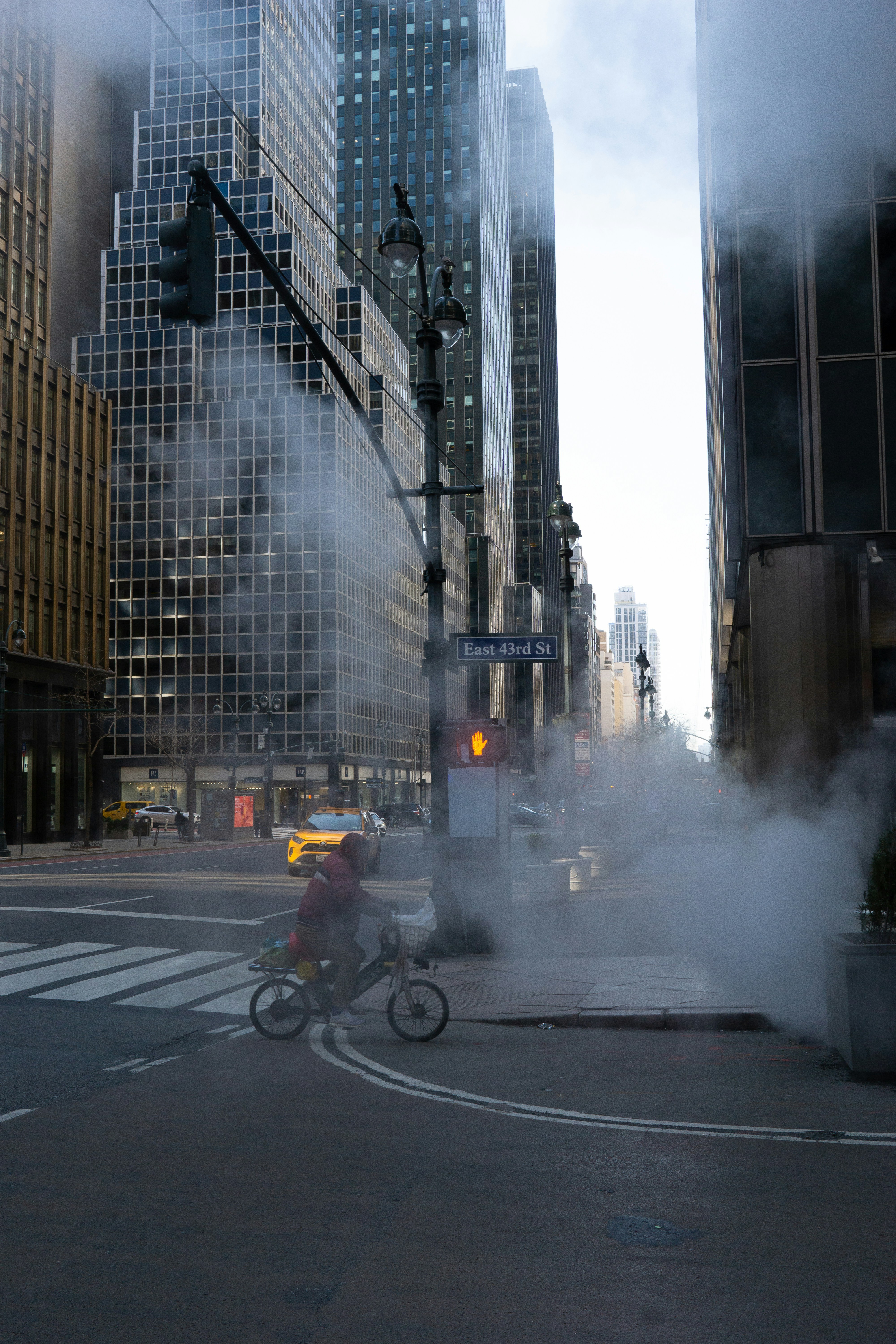 Fog on the Avenue: Steam, Skyscrapers and a Bike in the Crosswind