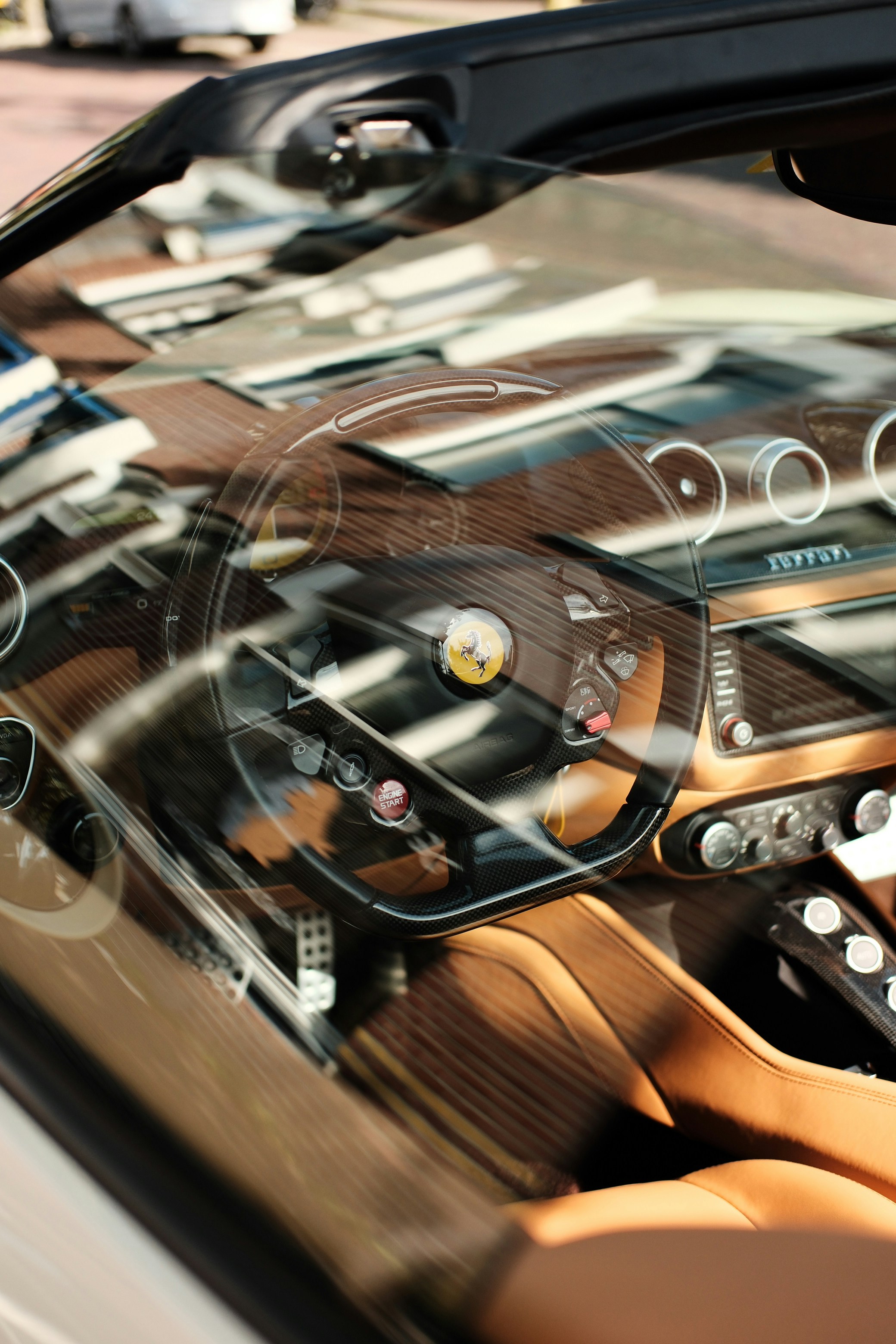 Stitched Lux: Cockpit Reflections in a Ferrari Convertible