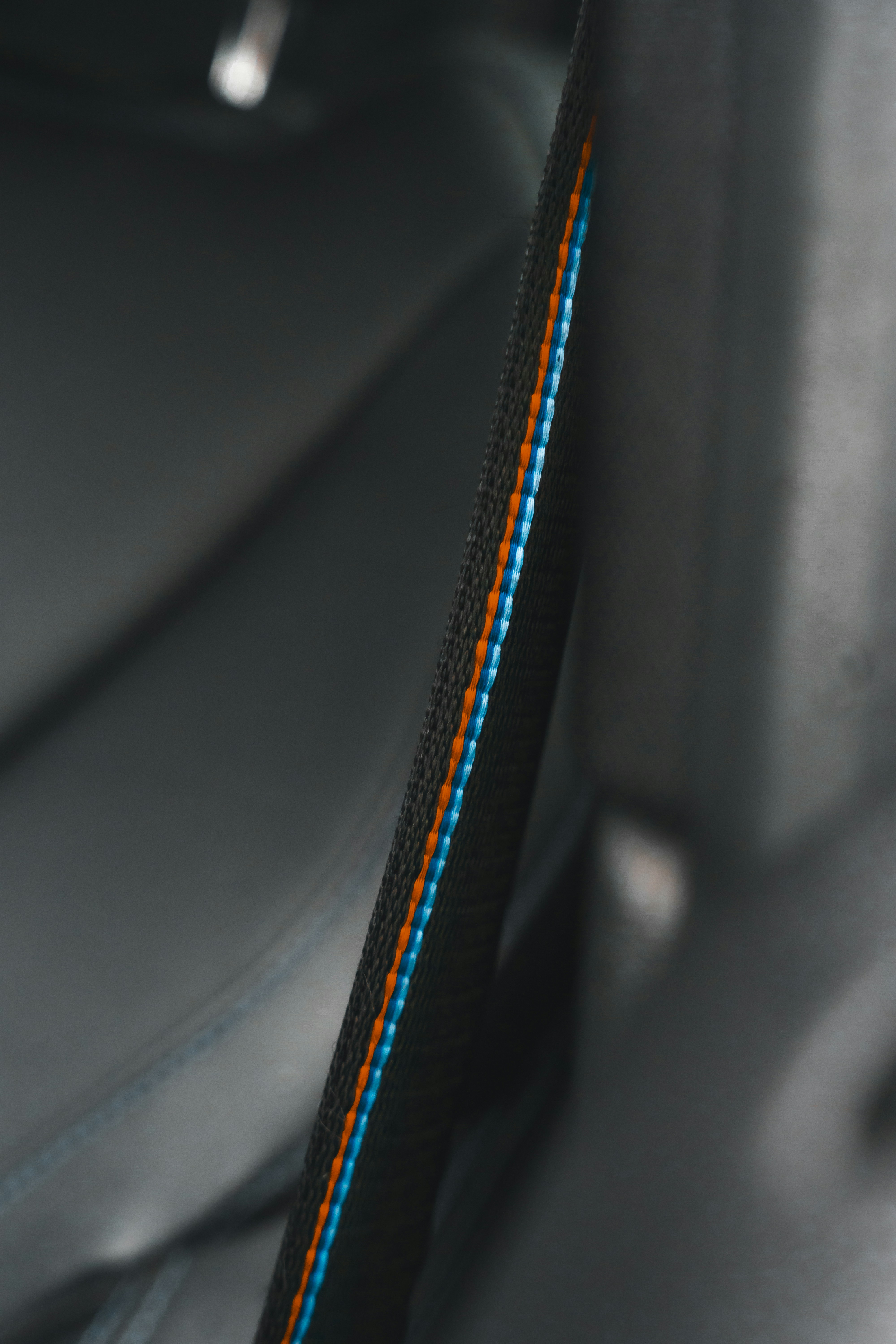 Neon Stitch on a Midnight Strap: A Macro of Color and Texture