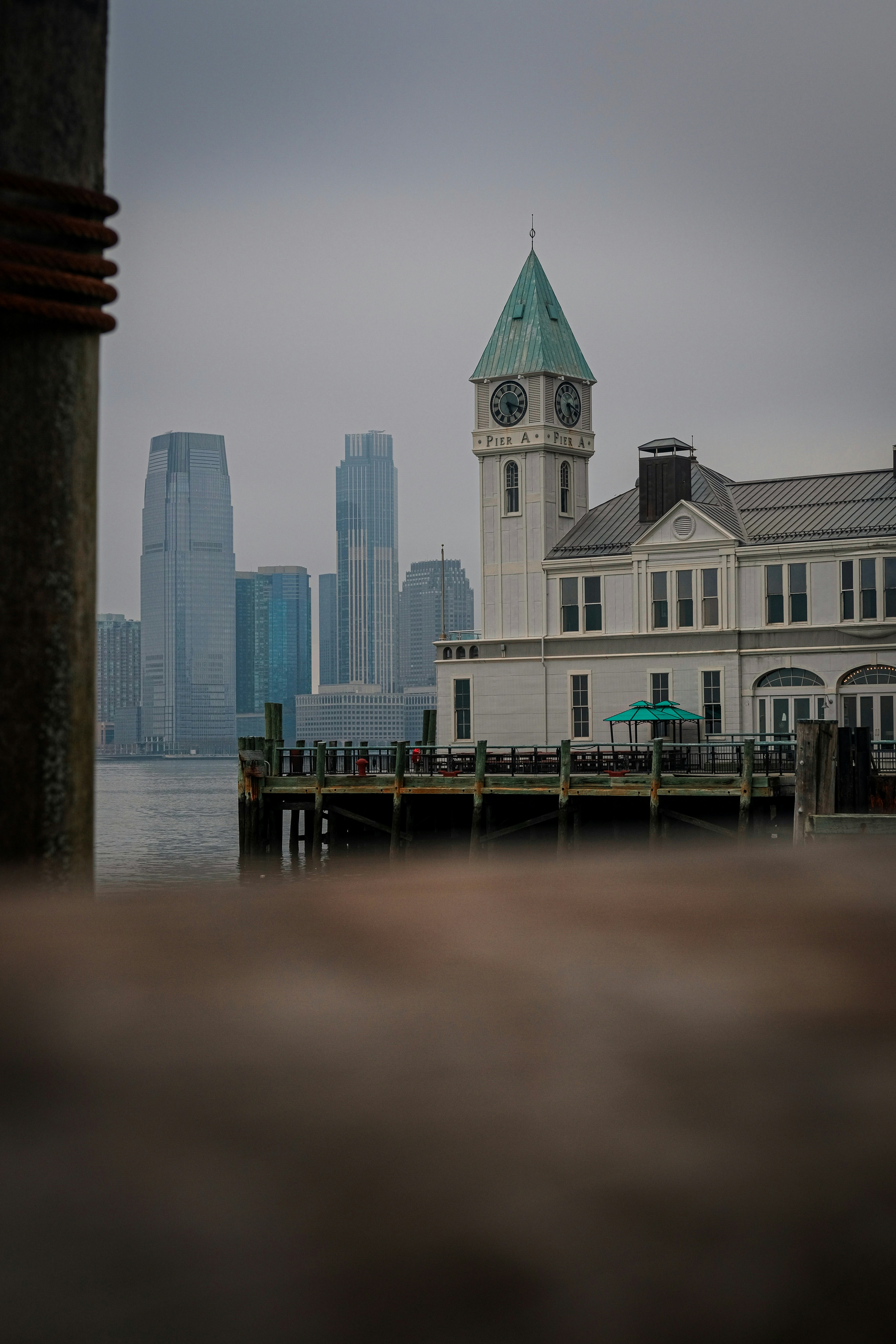 Ticking Clock on the Waterfront: Cityscape and Pier Facade