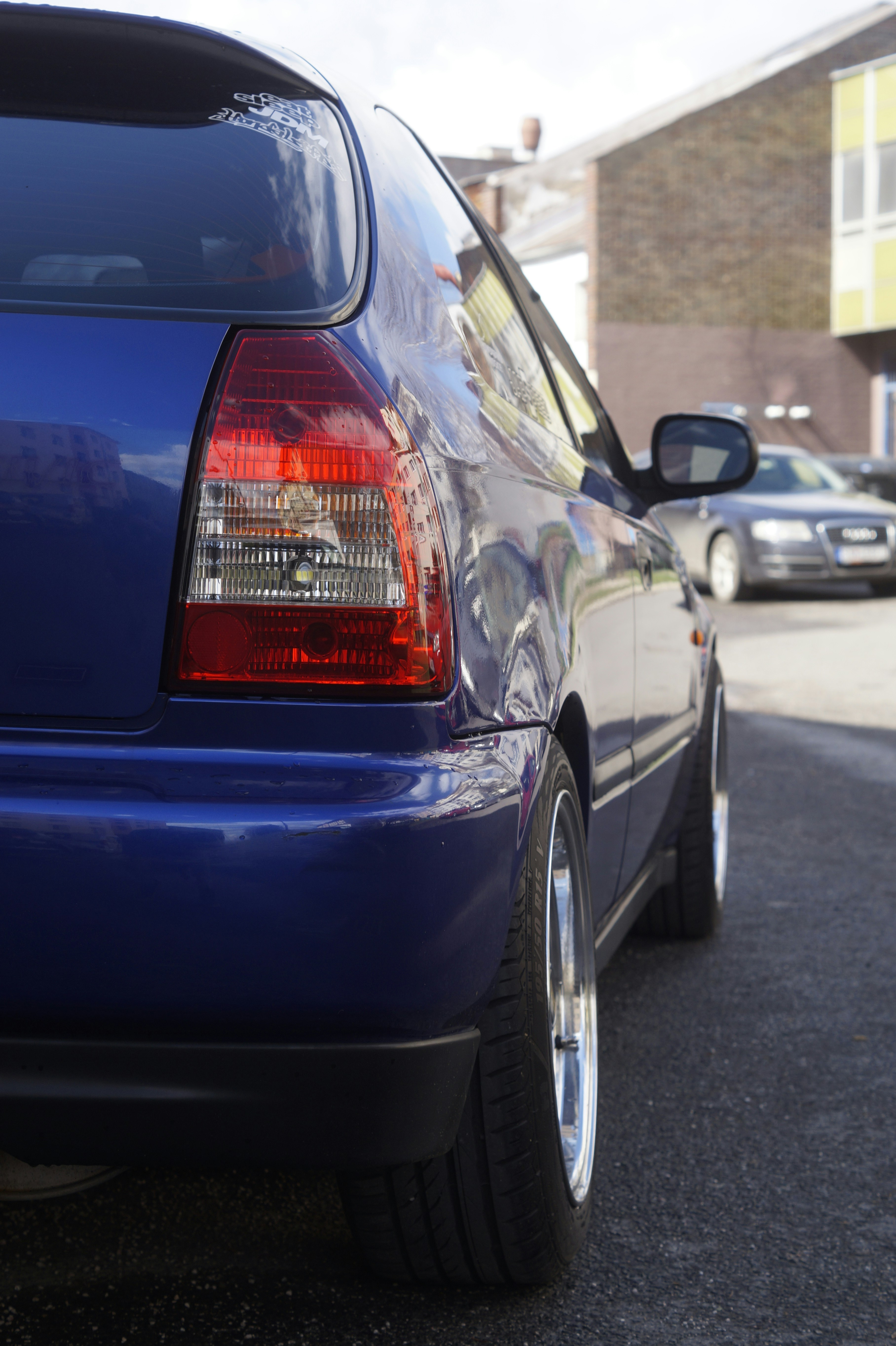 A blue car parked on the side of the road photo – Free Spišská nová ves ...