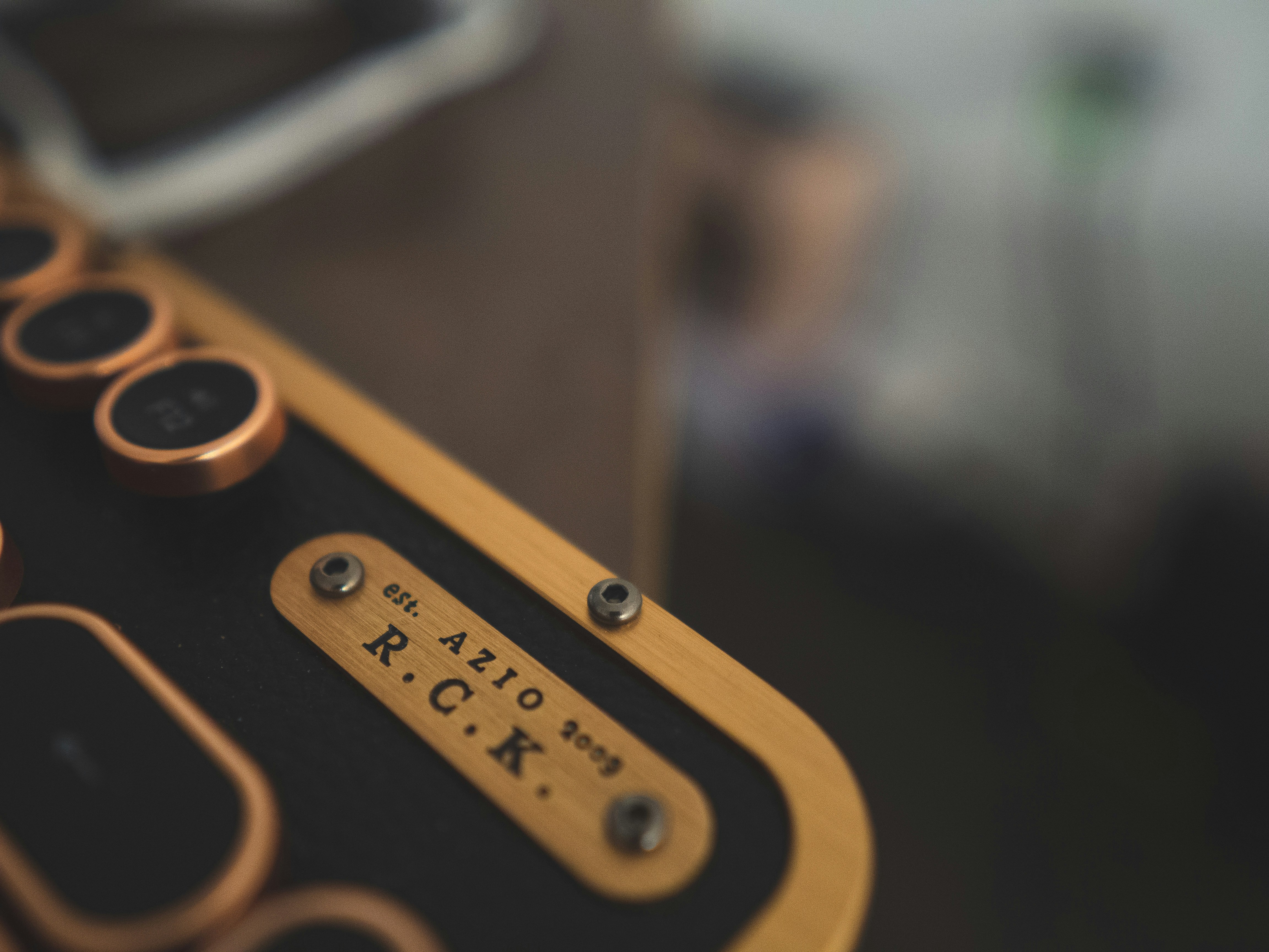 Heart of Brass and Wood: close-up on a vintage camera's name plate