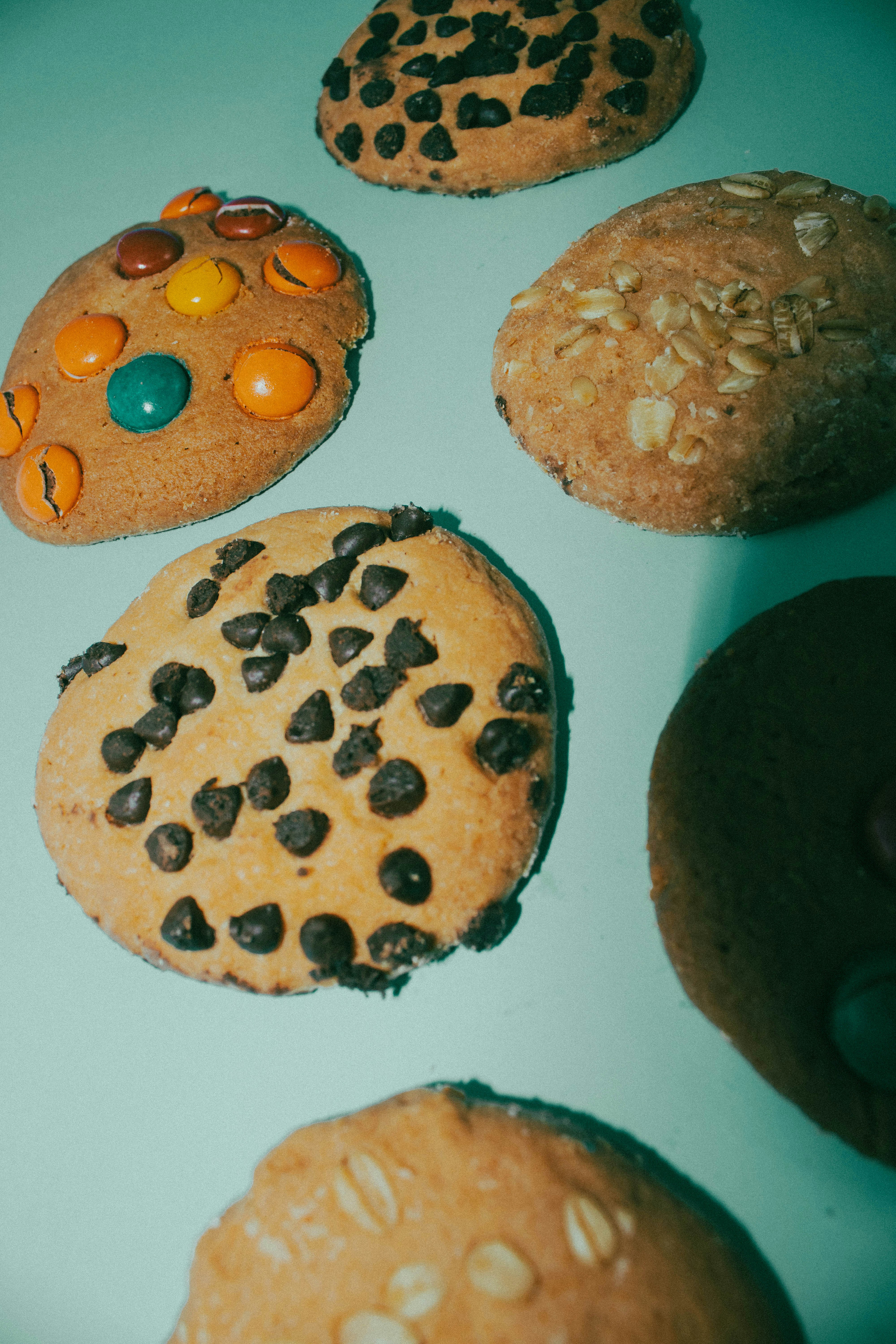 Colorful Cookies on a Minty Surface: A Whimsical Cookie Mosaic