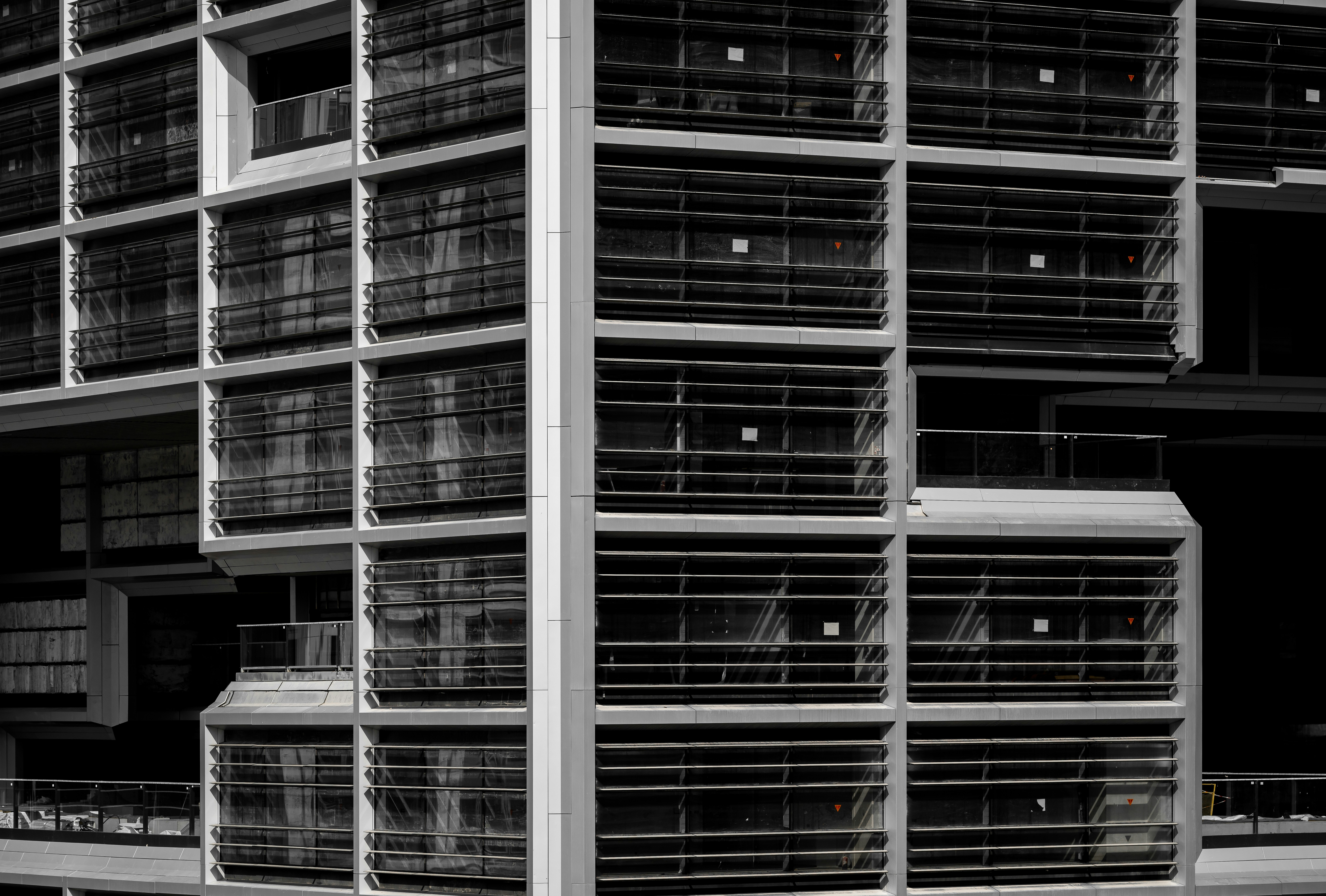 Gridded Silence: Vertical Facades in Monochrome