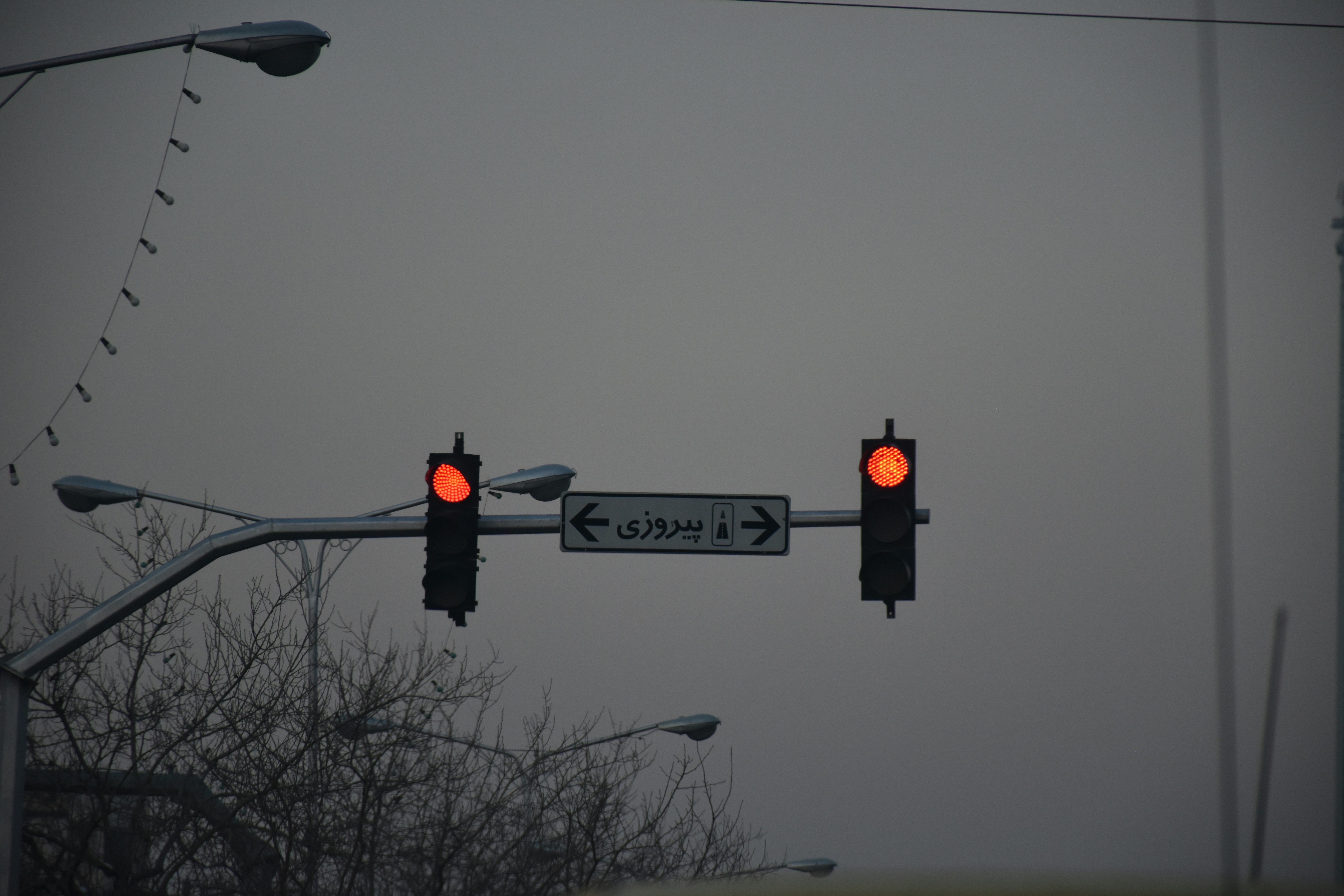 A traffic light with two red lights on each of it's sides photo – Free ...